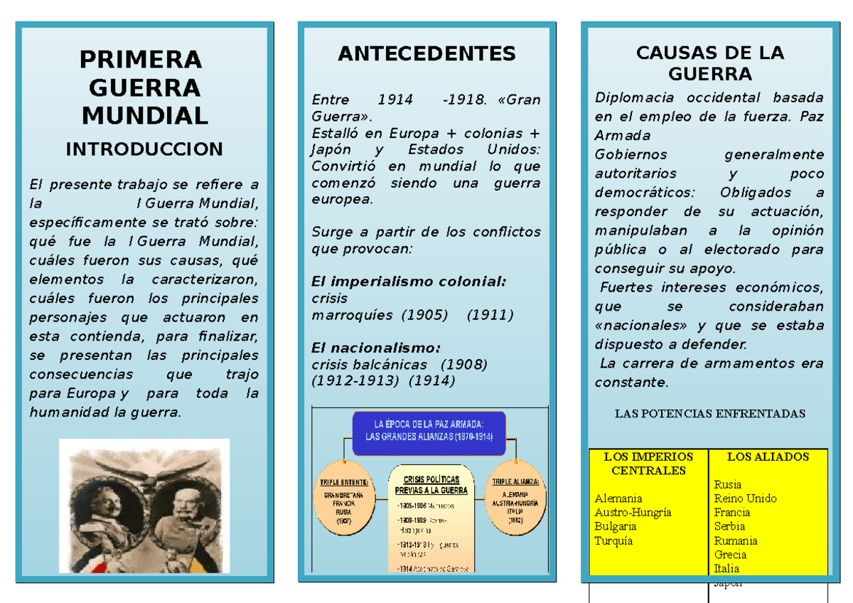 239844437 Triptico Primera Guerra Mundial M E - CAUSAS DE LA GUERRA ...