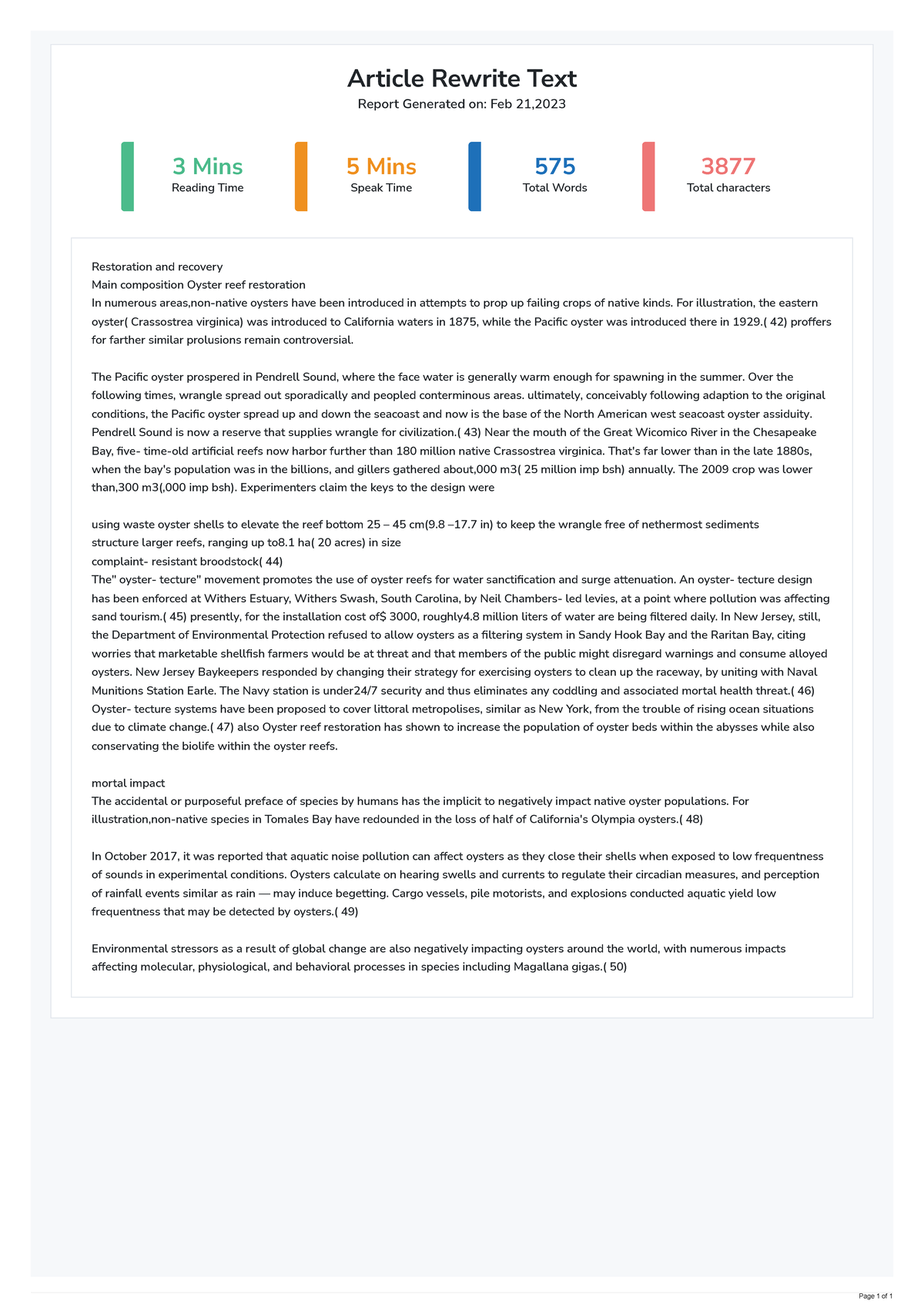 Outer 2 - Something - Article Rewrite Text Report Generated on: Feb 21 ...