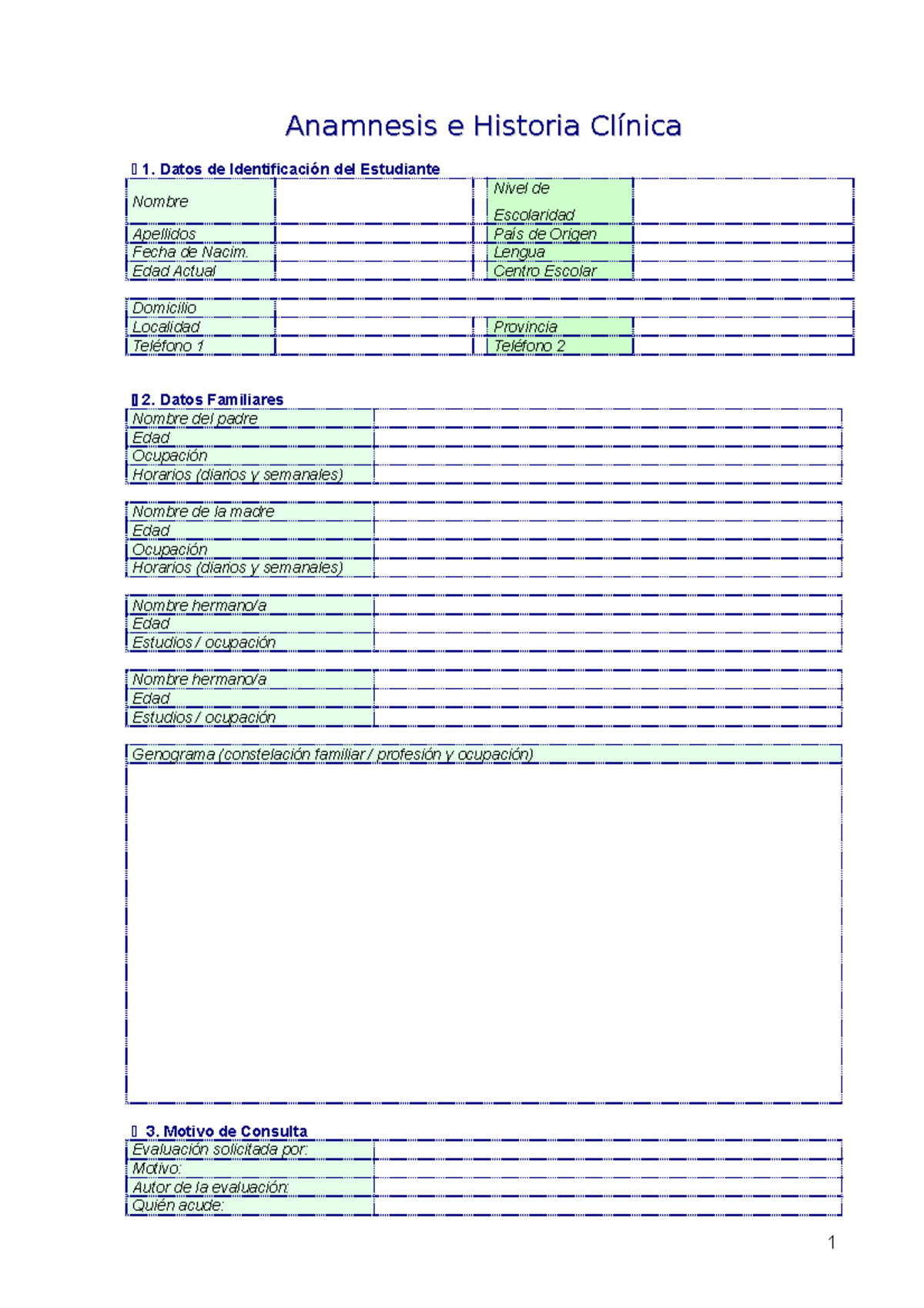Anamnesis E Historia Clinica EN Blanco - Anamnesis e Historia ...