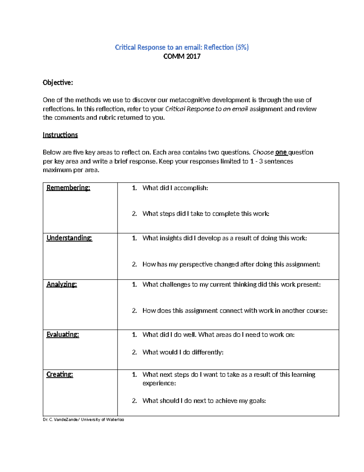 Critical Response to an email- reflection - In this reflection, refer ...