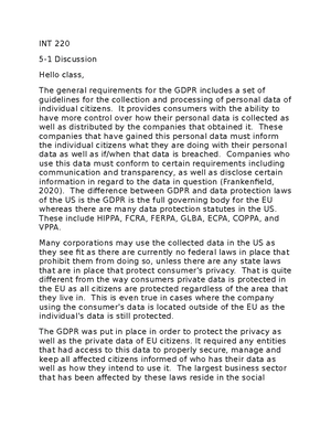 INT 220 Module One - Ashley Lind September 3, 2023 INT 220 Module One ...