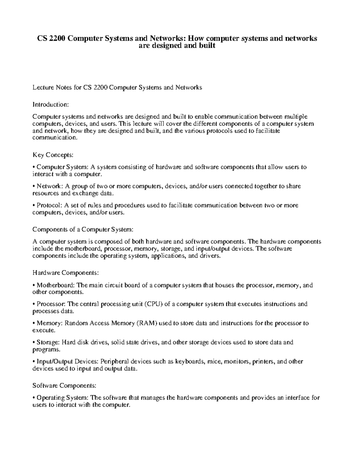 CS 2200 Computer Systems and Networks - How computer systems and ...