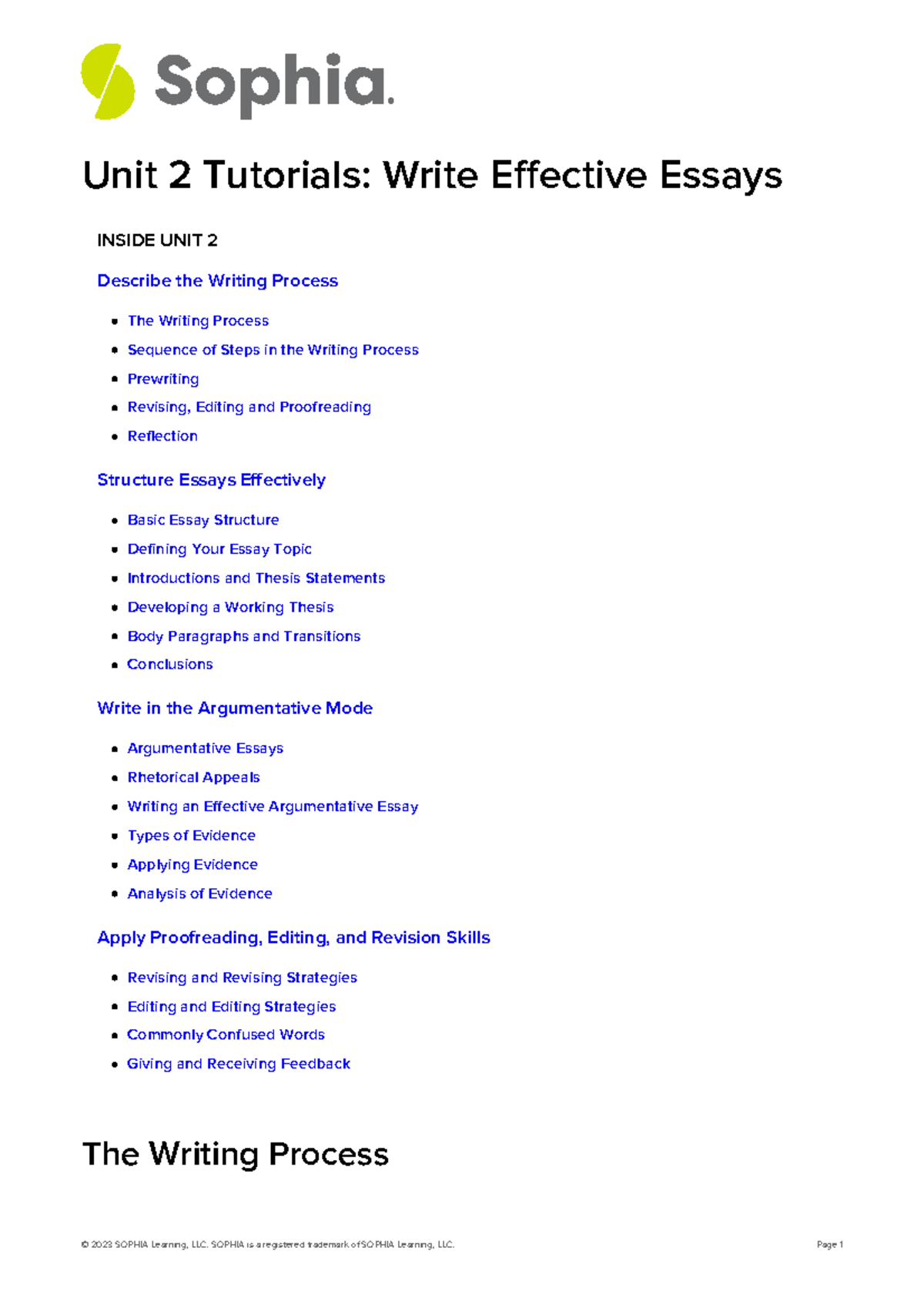 Unit 2 tutorials write effective essays - Unit 2 Tutorials: Write ...