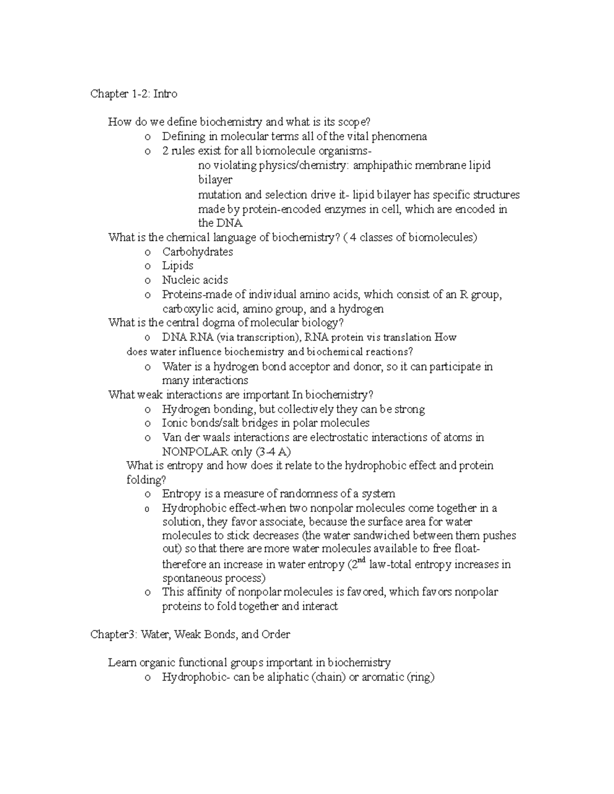 Introduction To Biochemistry - Chapter 1-2: Intro How do we define ...
