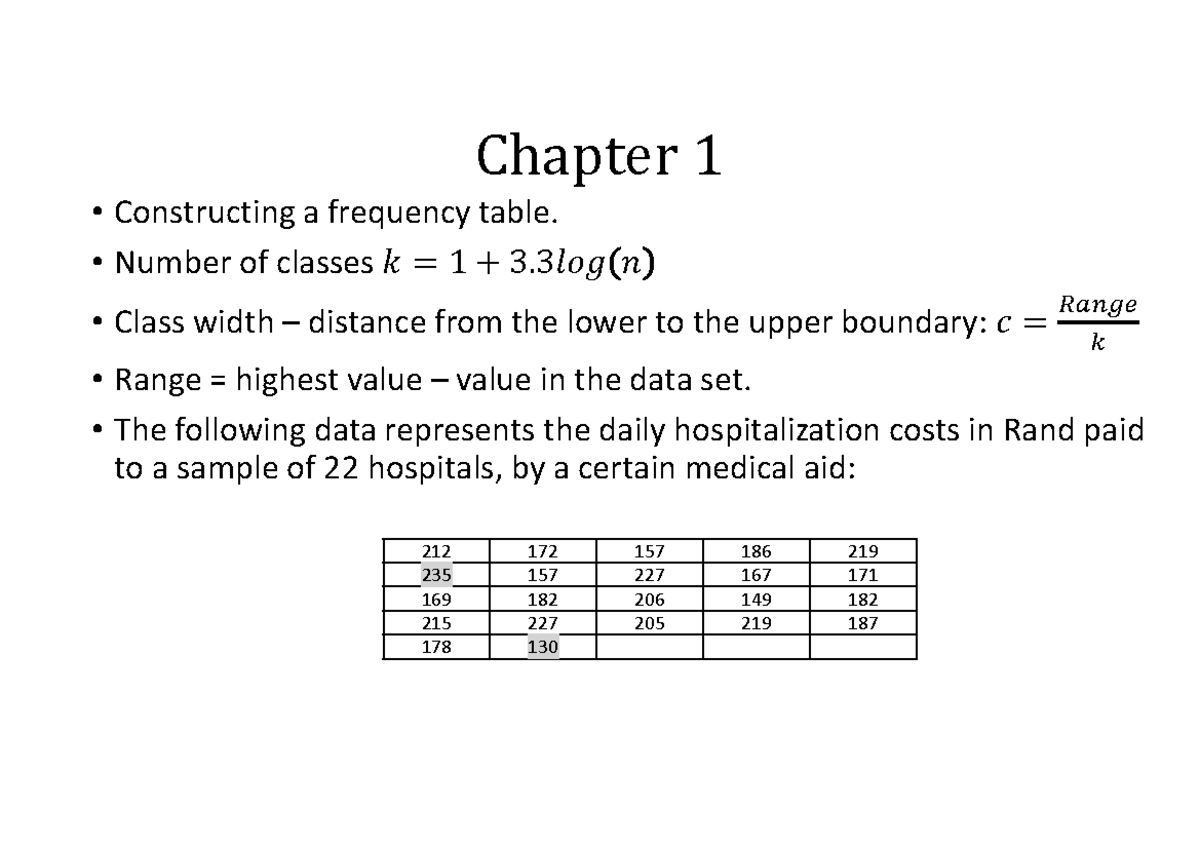 Chapter 1 - Warning: TT: undefined function: 32 Chapter 1 • Constructing a frequency table ...