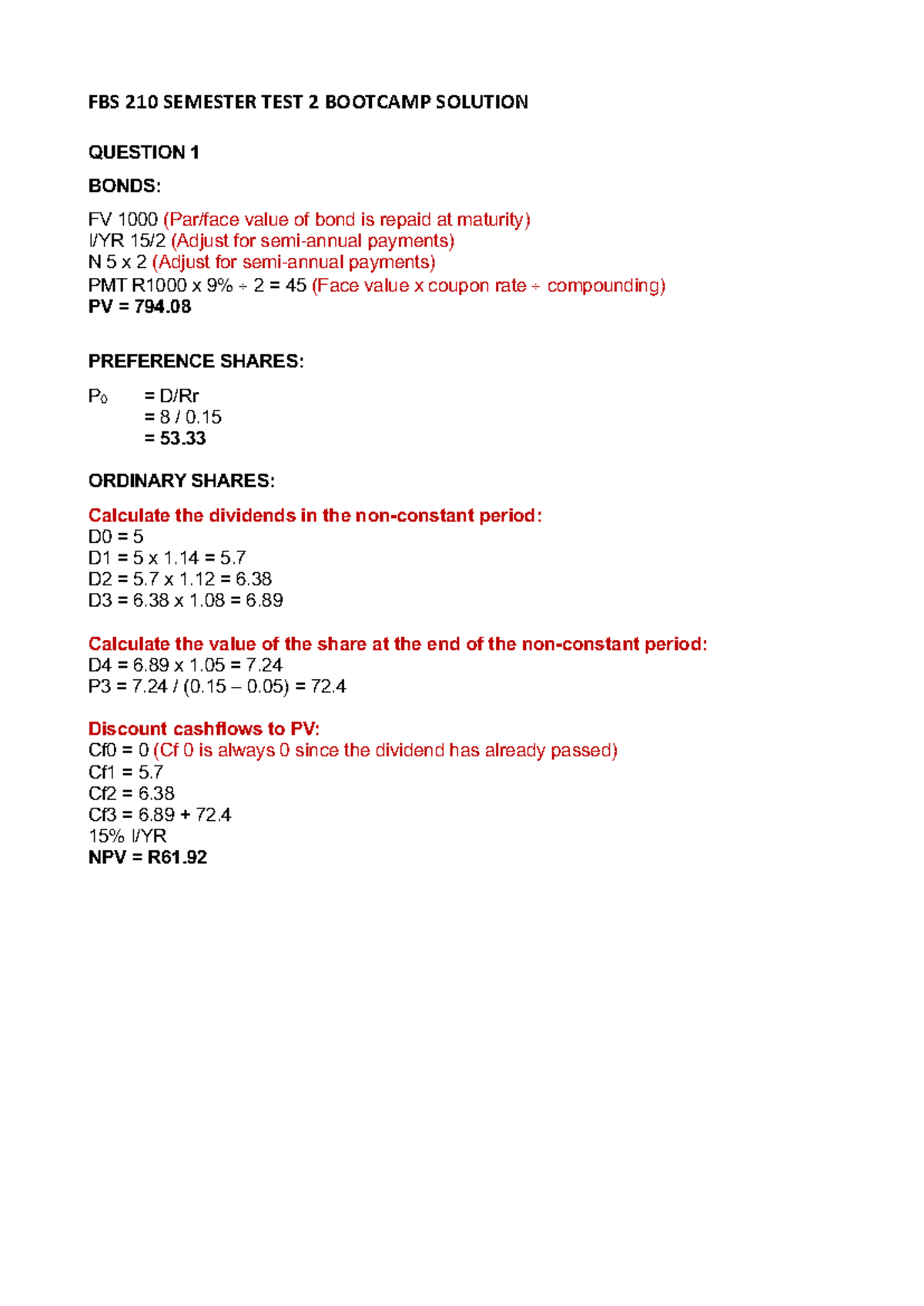 FBS 210 Semester TEST 2 Bootcamp Solution - FBS 210 SEMESTER TEST 2 ...