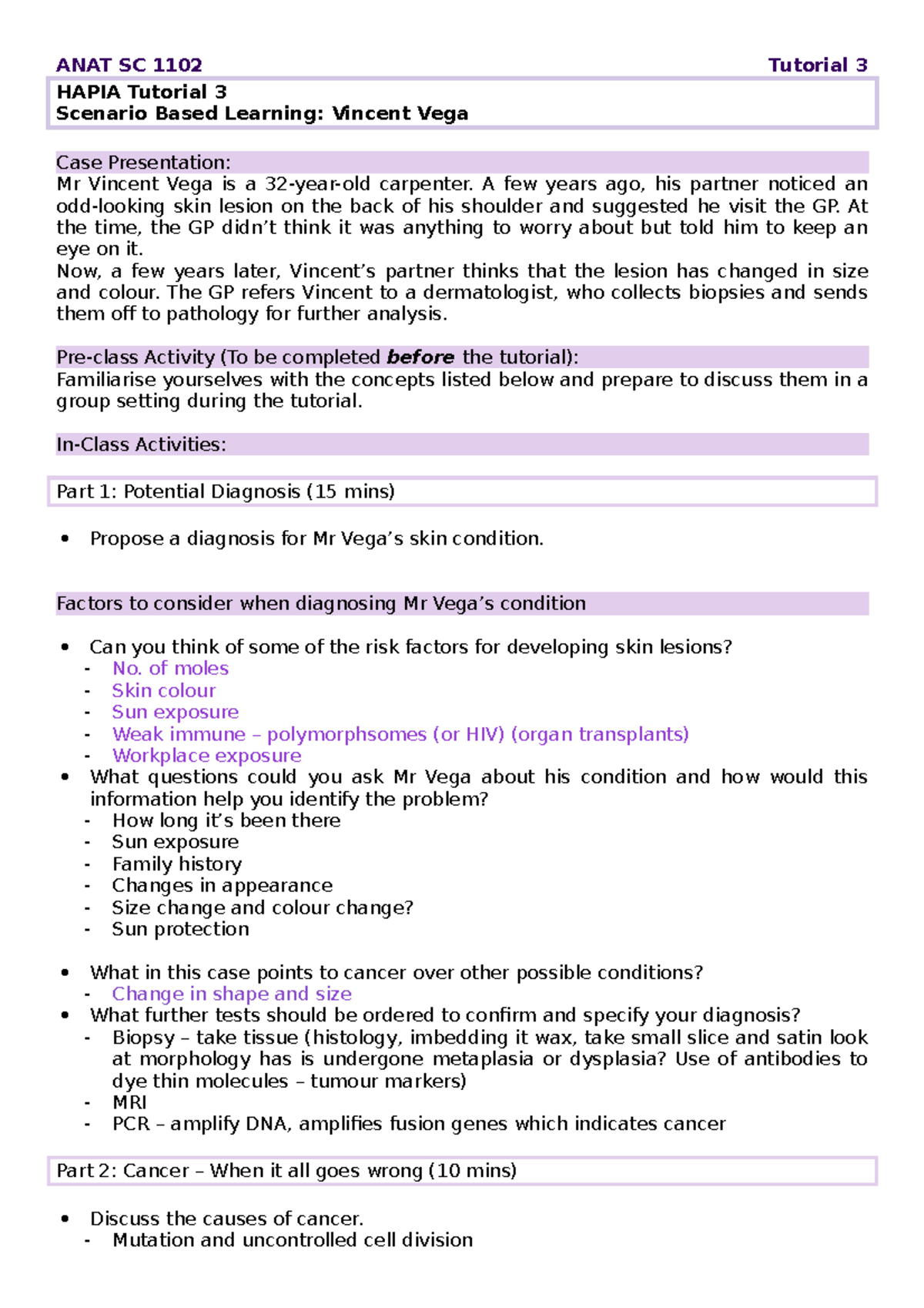 Hapia Tutorial 3 - Student Notes - ANAT SC 1102 Tutorial 3 HAPIA ...