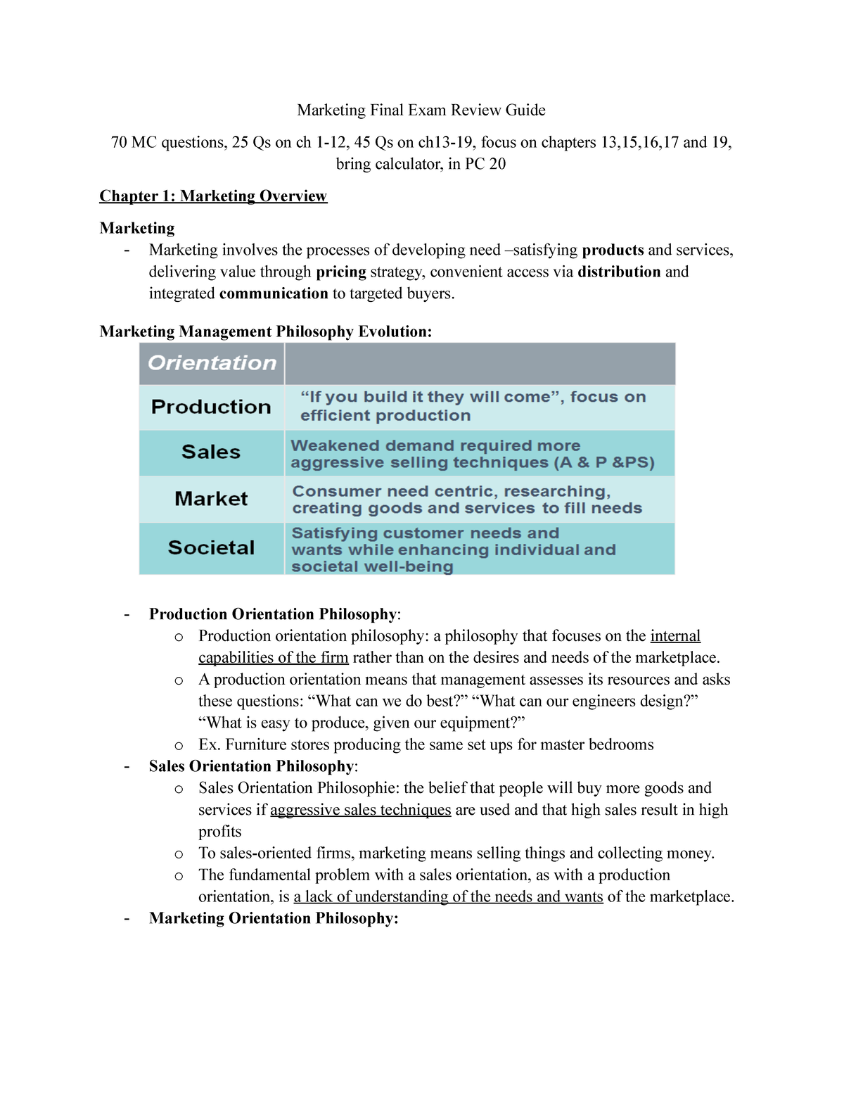 Introduction to Marketing Final Study Guide - Marketing Final Exam ...