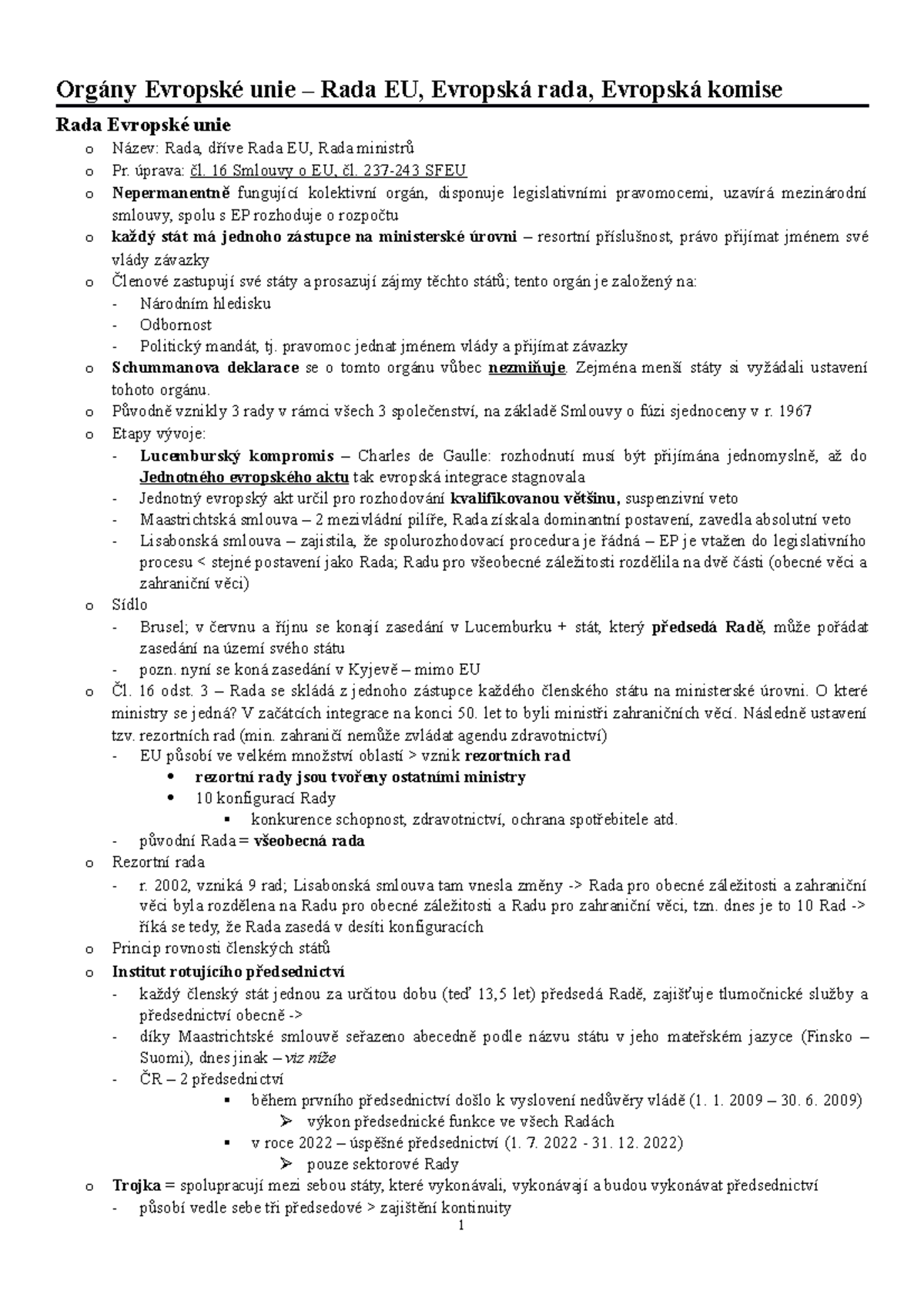 3. Orgány EU II - Orgány Evropské unie – Rada EU, Evropská rada ...