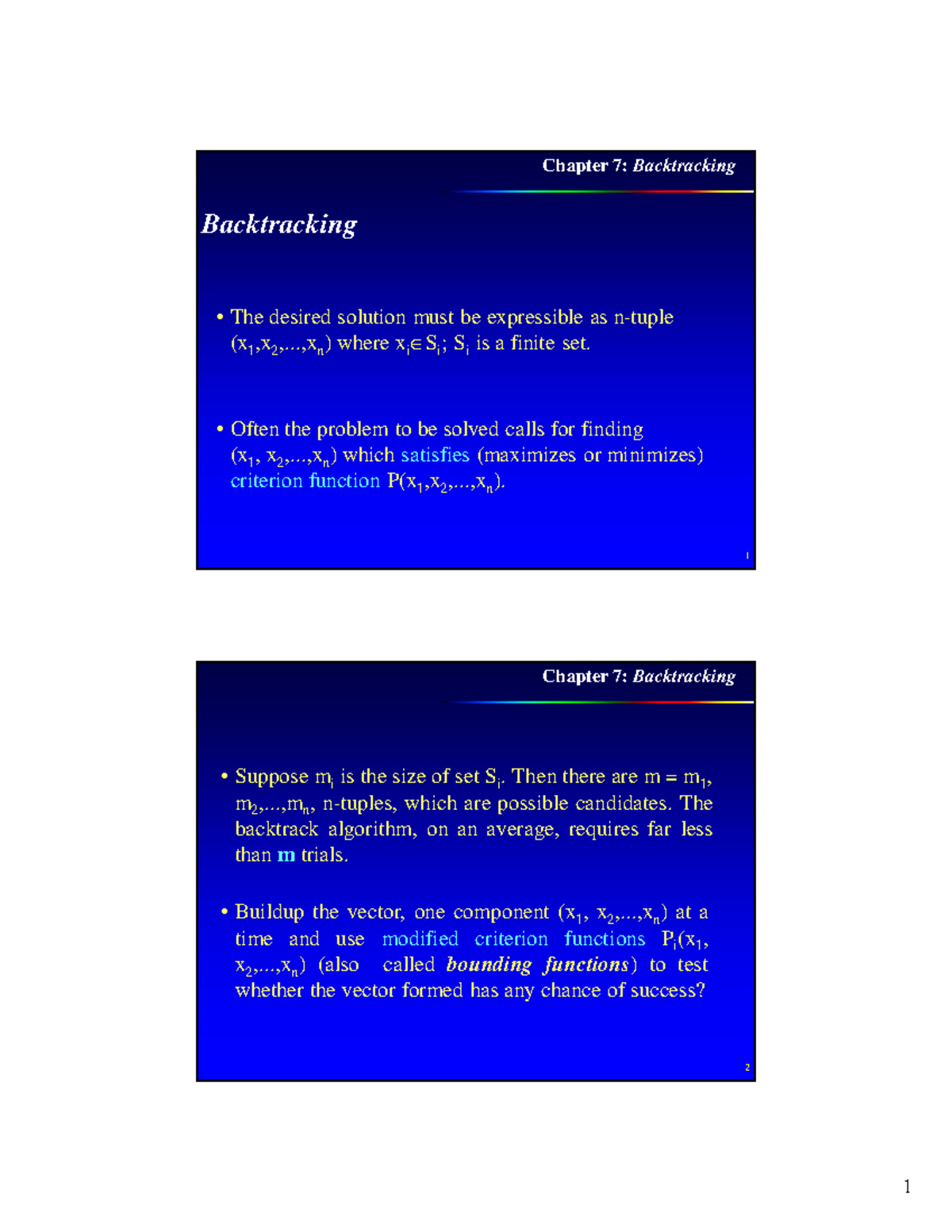 Backtracking Algorithm Notes 2015 - 1 Backtracking The desired solution ...