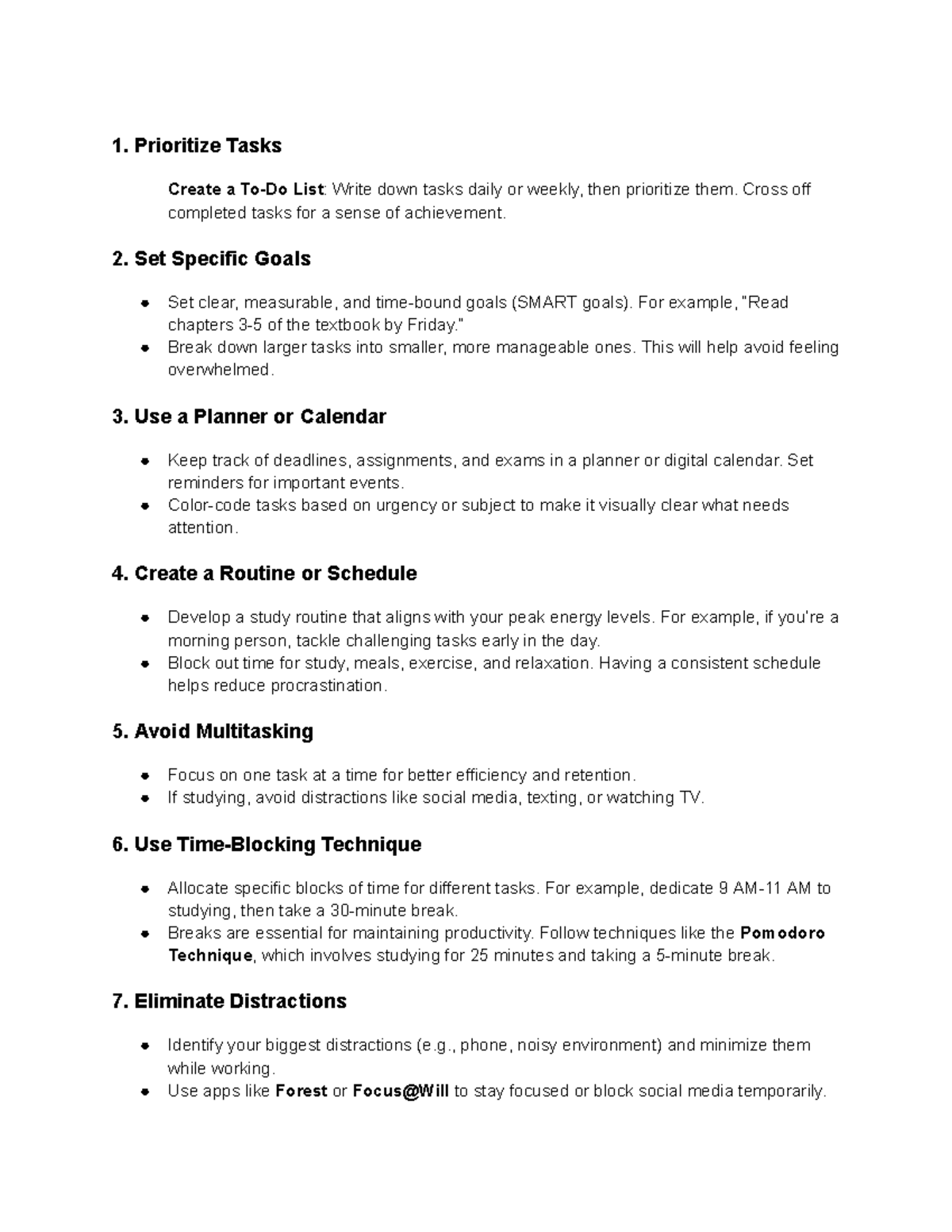 STudy tips - 1. Prioritize Tasks Create a To-Do List: Write down tasks ...