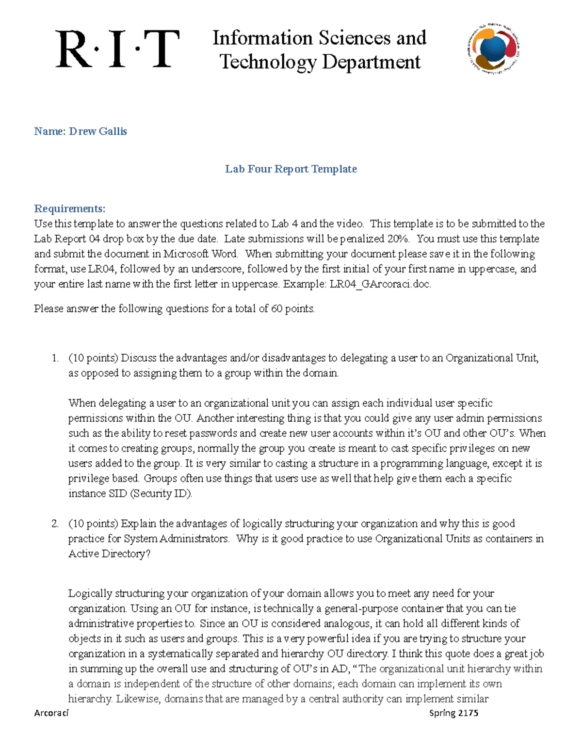 Lab 4 - System Administration Labs to be used for educational use only ...