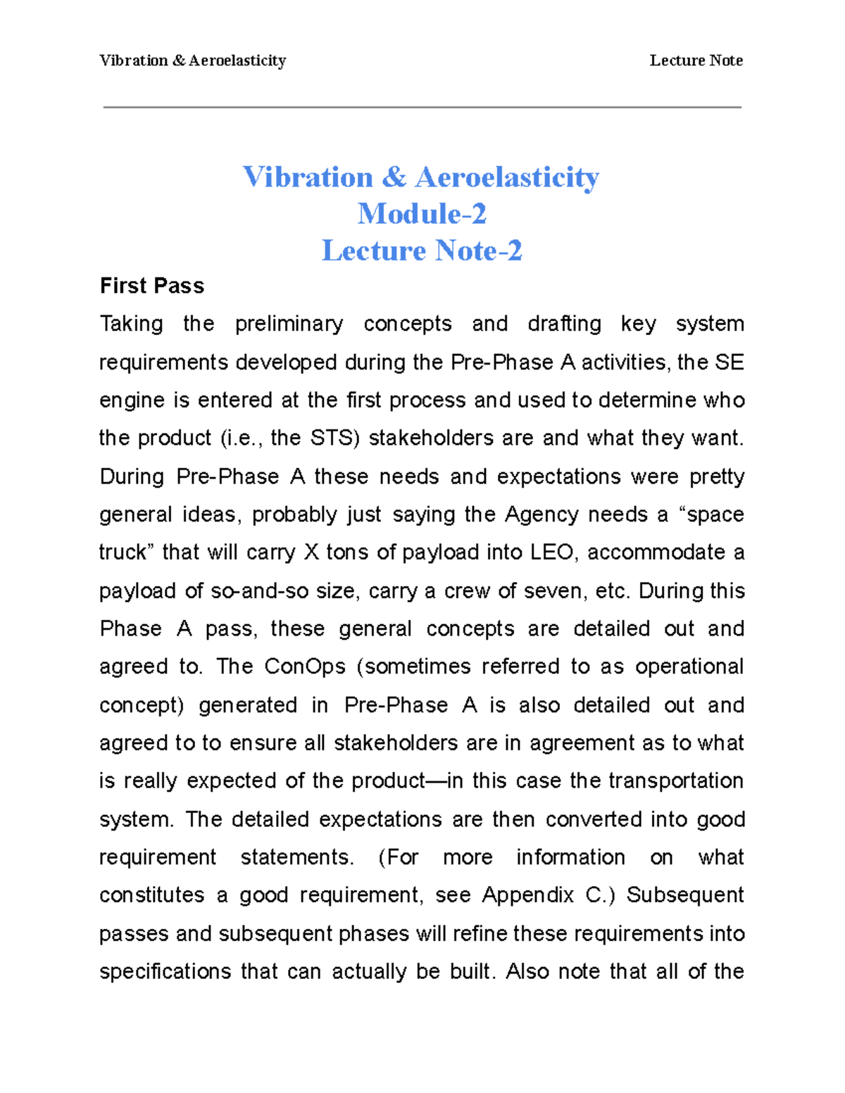Vibration & Aeroelasticity Module 2 Lecture 2 - Vibration ...