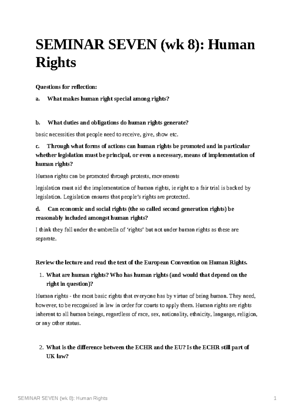 Seminar Seven- Human Rights - SEMINAR SEVEN (wk 8): Human Rights ...