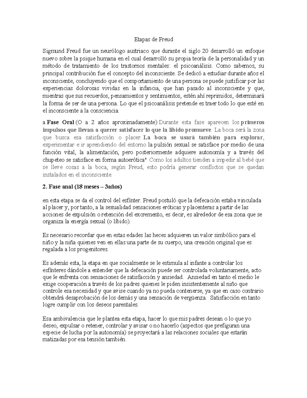 Etapas de Freud - frued - Etapas de Freud Sigmund Freud fue un ...