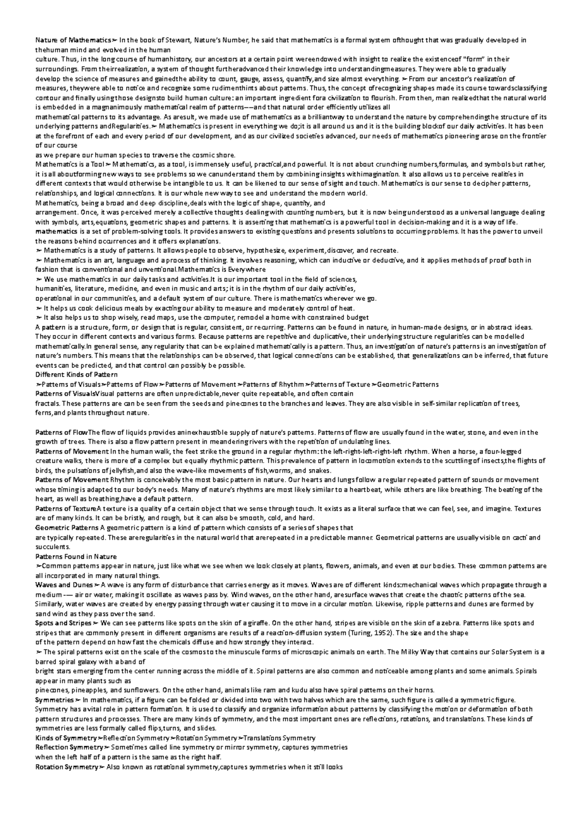 MMW Reviewer - Lecture notes 1,2 - Mathematics in the Modern World ...