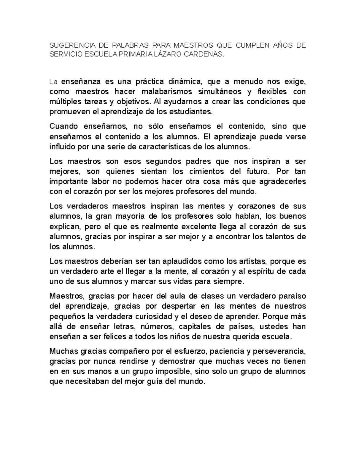 Reconocimiento POR AÑOS DE Servicio - SUGERENCIA DE PALABRAS PARA ...