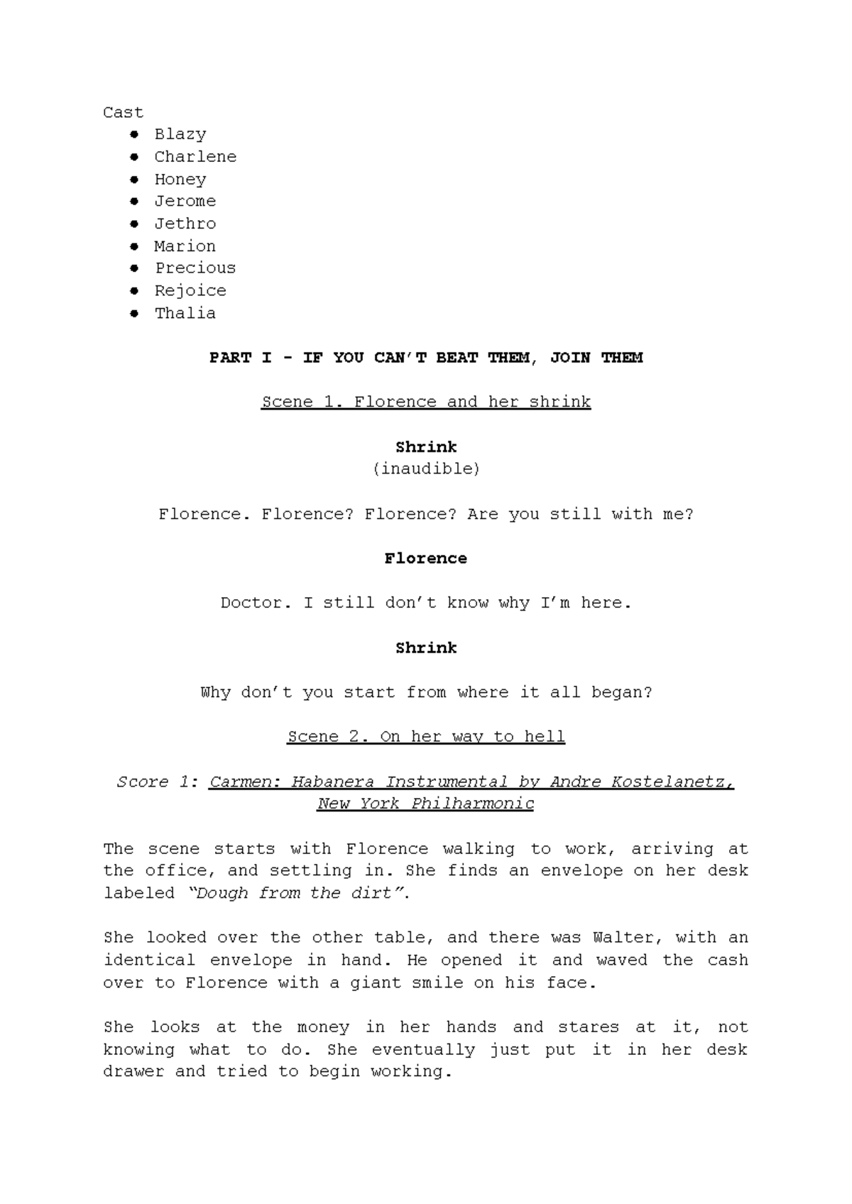 Short-Film-Script - Apre 2020 - Cast Blazy Charlene Honey Jerome Jethro ...