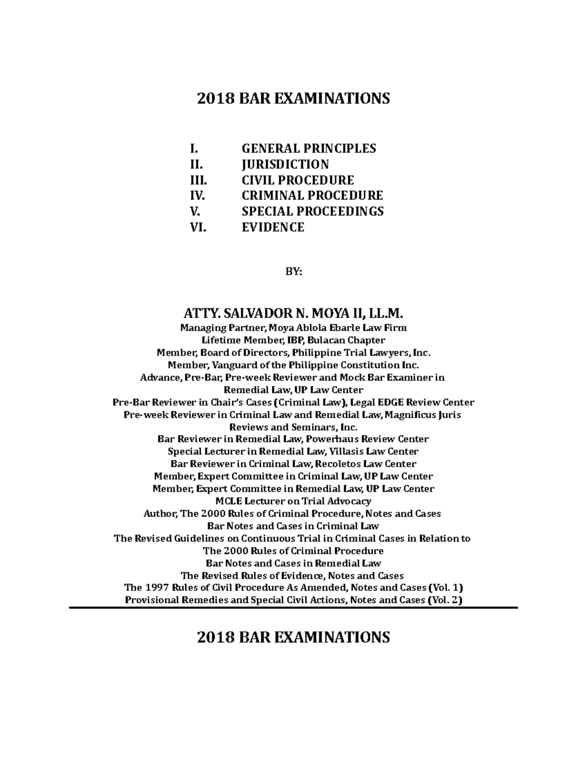 Actual Des avelino new Document - 2018 BAR EXAMINATIONS I. GENERAL ...