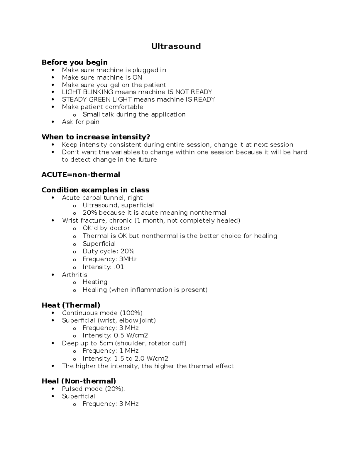 Ultrasound Study Guide - Ultrasound Before you begin Make sure machine ...
