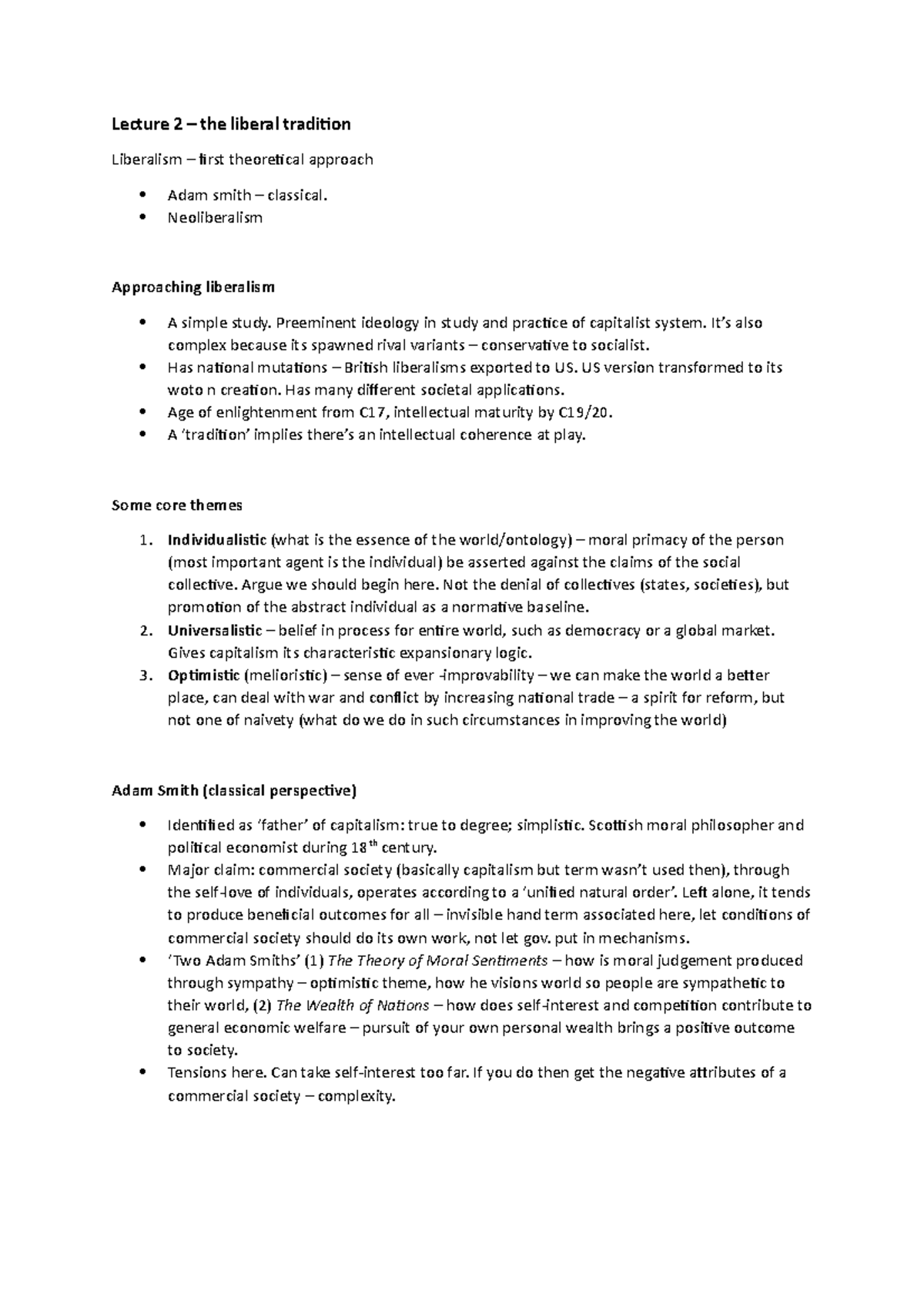 Lecture 2 - The liberal tradition - Lecture 2 – the liberal tradition ...