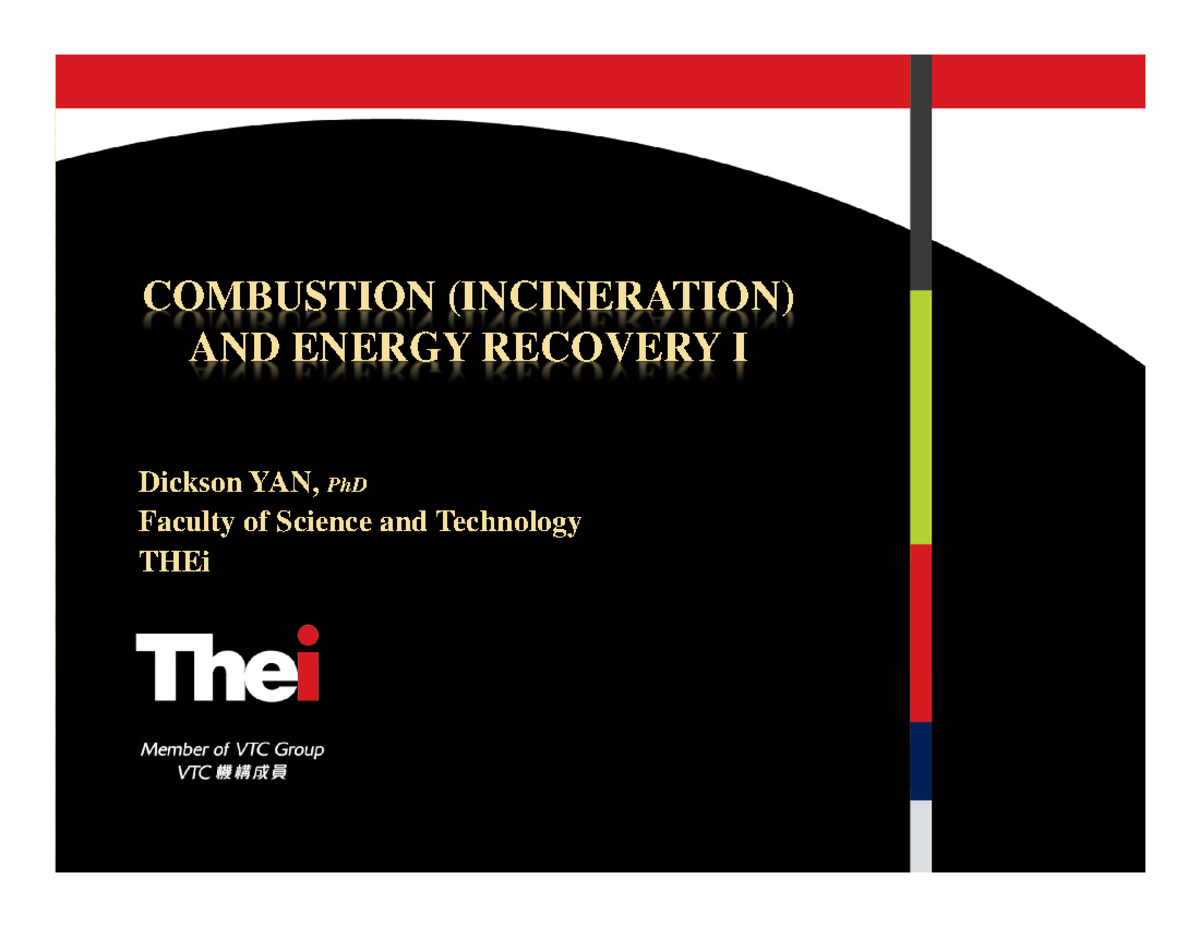 L7 - Combustion (incineration) and Energy Recovery I - COMBUSTION ...
