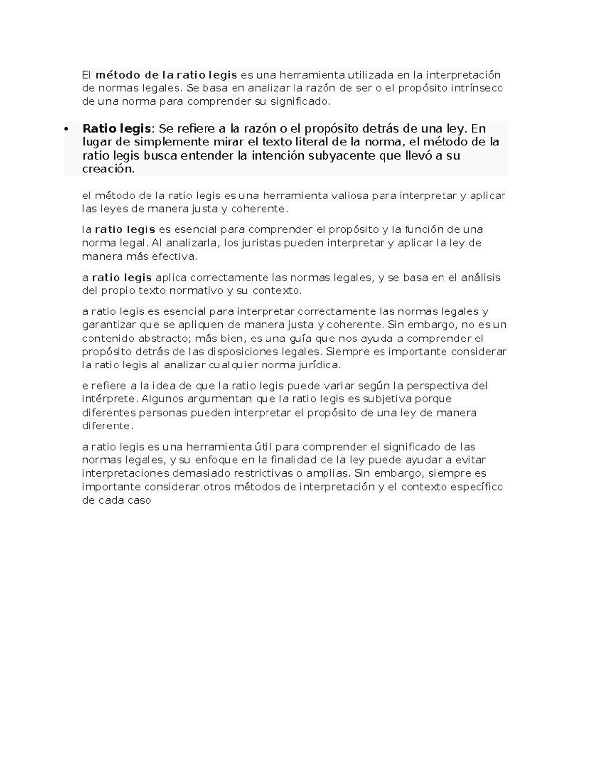 Resumen de la ratio - gedrg - El método de la ratio legis es una ...