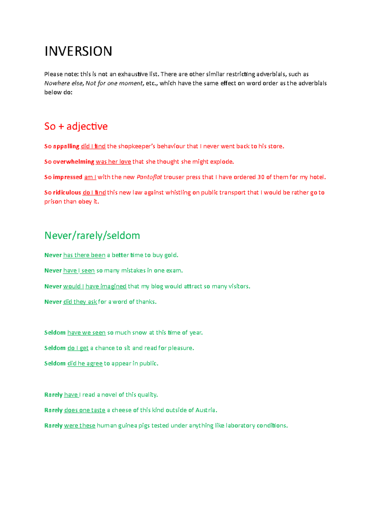 AEP2 Inversion examples - INVERSION Please note: this is not an exhaus ...
