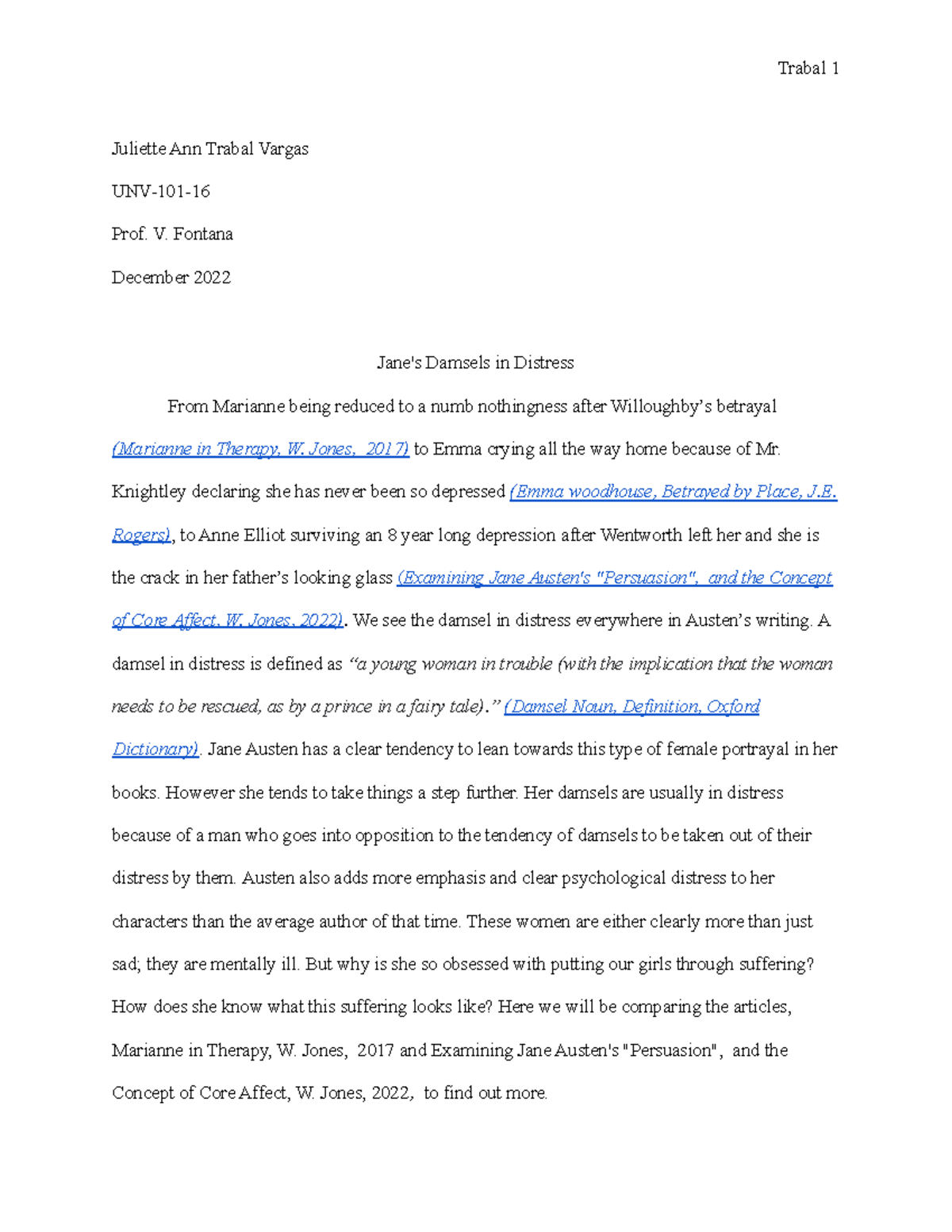 Research on Jane Austen's Damsels in Distress - Juliette Ann Trabal ...