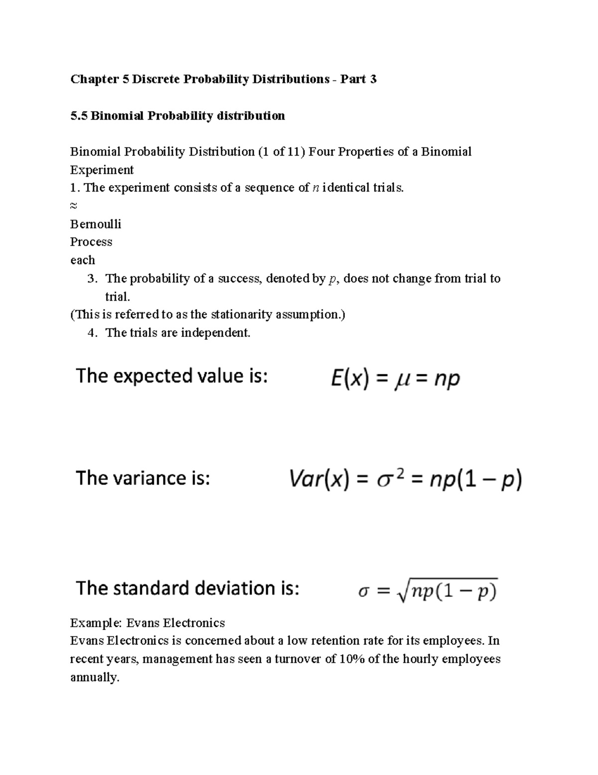 Chapter 5 Discrete Probability Distributions - Part 3 - ≈ Bernoulli ...