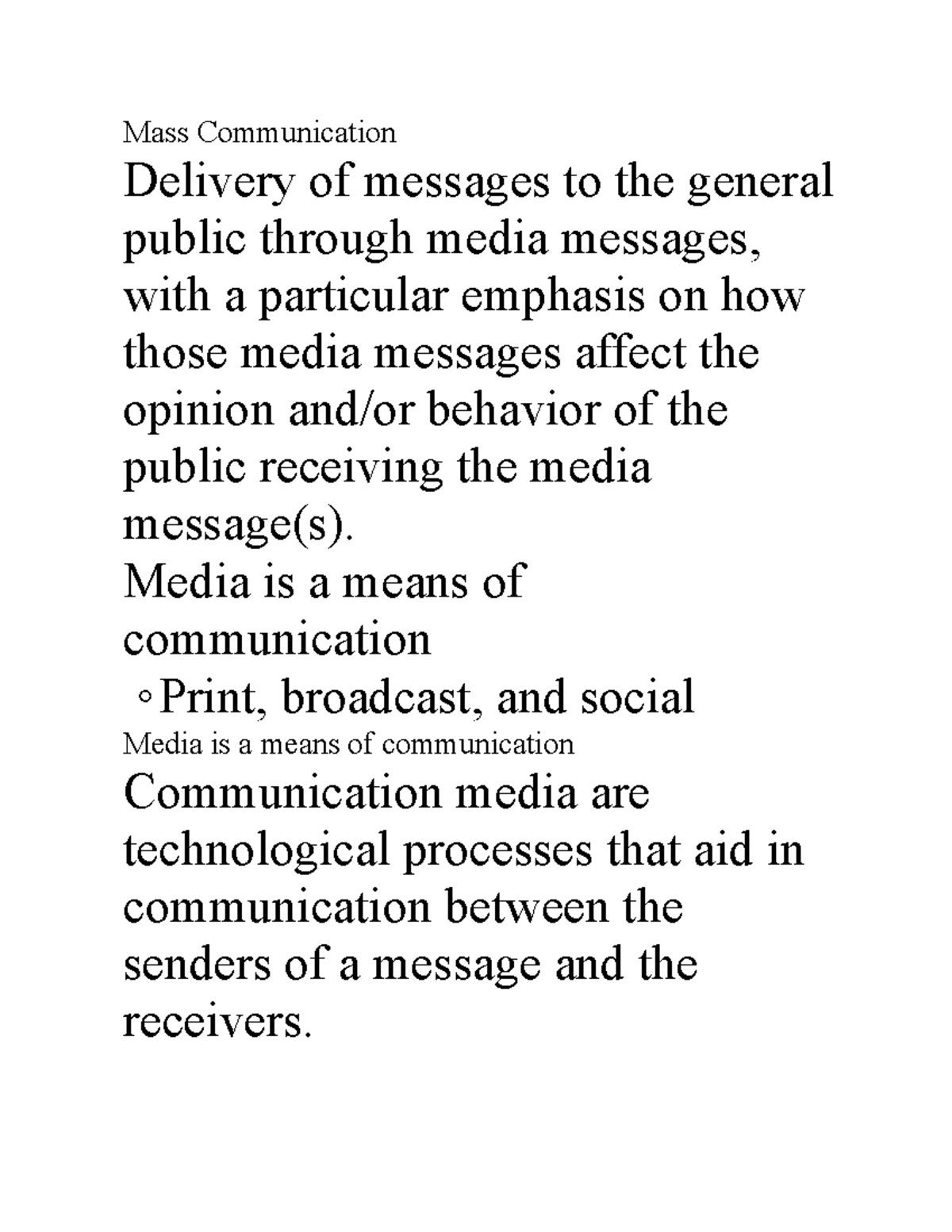 Mass Communication - Mrs. Resendez-Olivares - Mass Communication ...