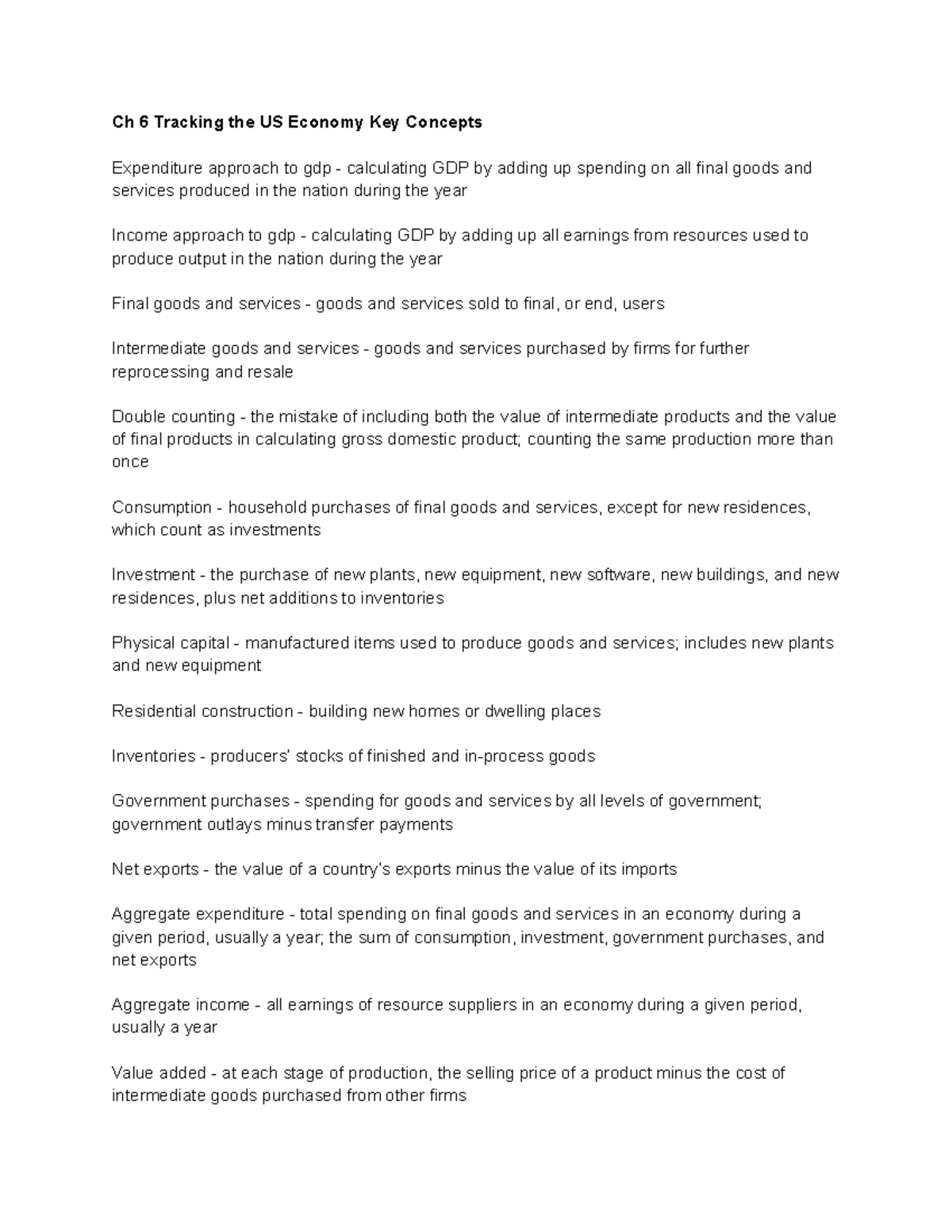 Ch 6 Tracking the US Economy Key Concepts - Google Docs - Ch 6 Tracking ...