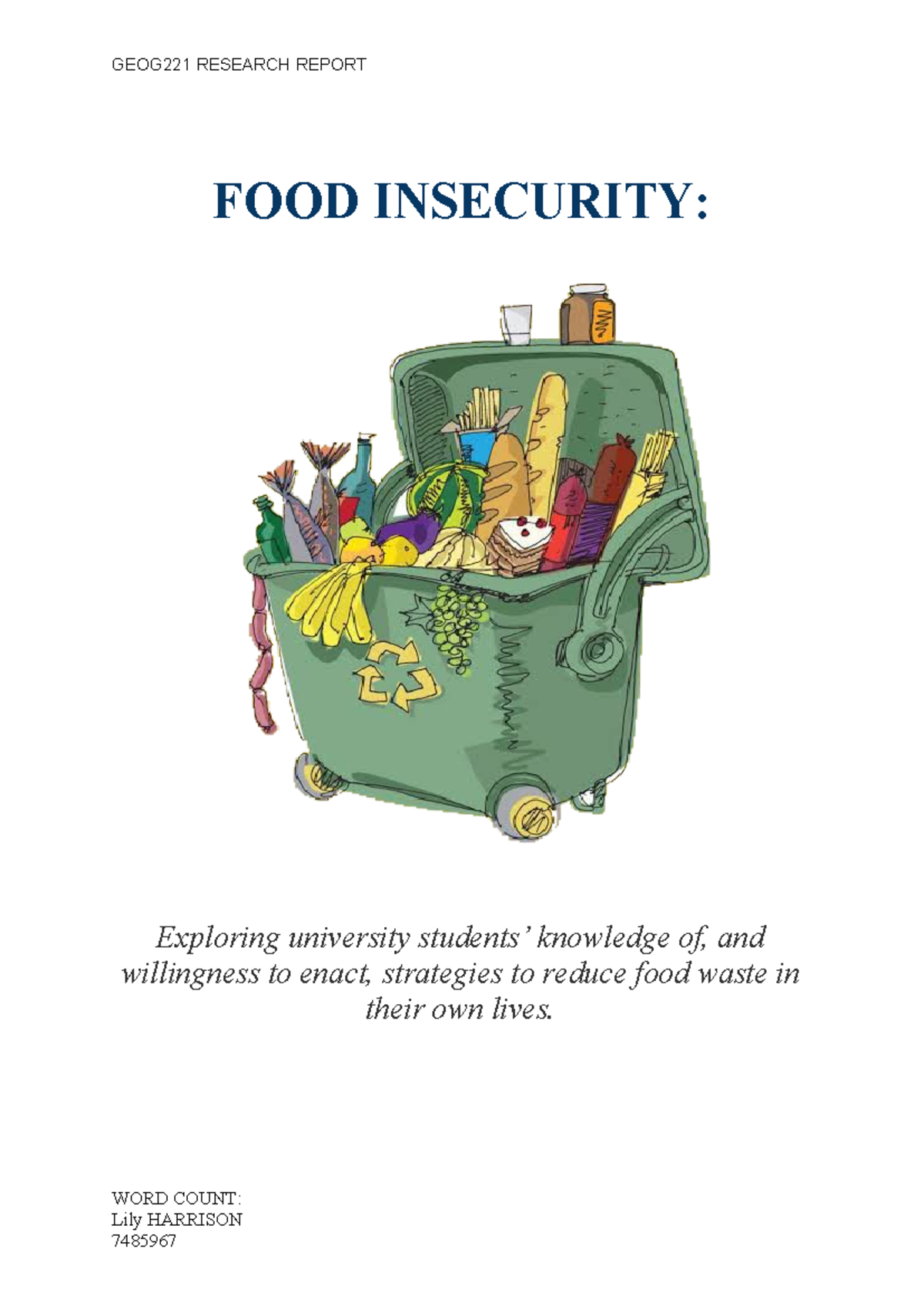 FOOD Insecurity - Report exploring university students’ knowledge of ...