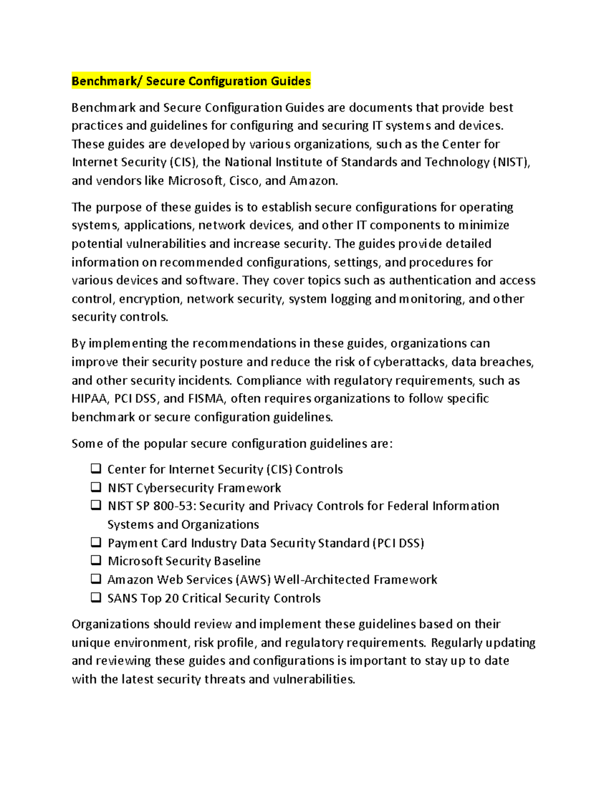 11.4 (99) - john - Benchmark/ Secure Configuration Guides Benchmark and Secure Configuration ...