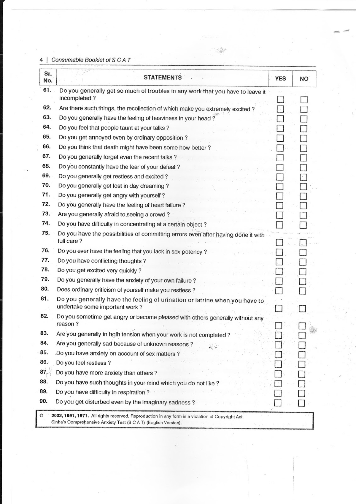 SCAT TEST FOR PSYCHOLGY - Foundations and Methods of Psychology - Studocu