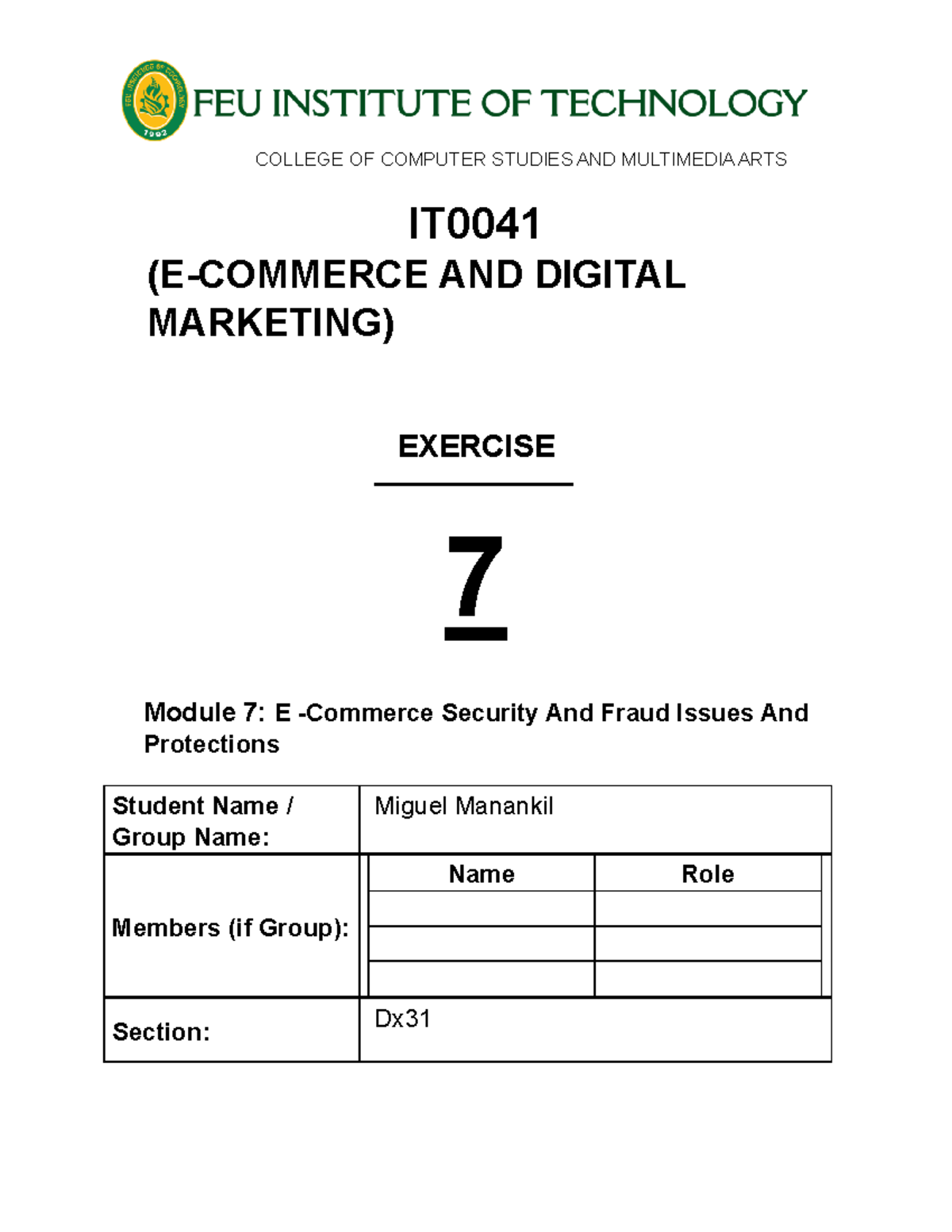 07 Laboratory Exercises - COLLEGE OF COMPUTER STUDIES AND MULTIMEDIA ...