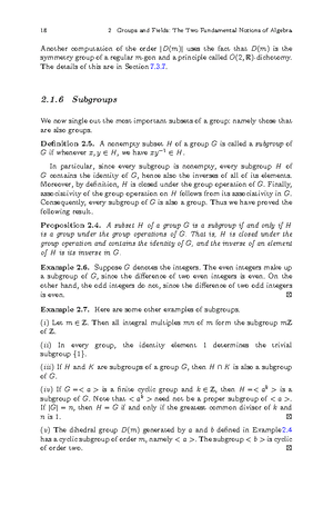 Groups, Matrices, and Vector Spaces-6 - 38 2 Groups and Fields: The Two Fundamental Notions of ...