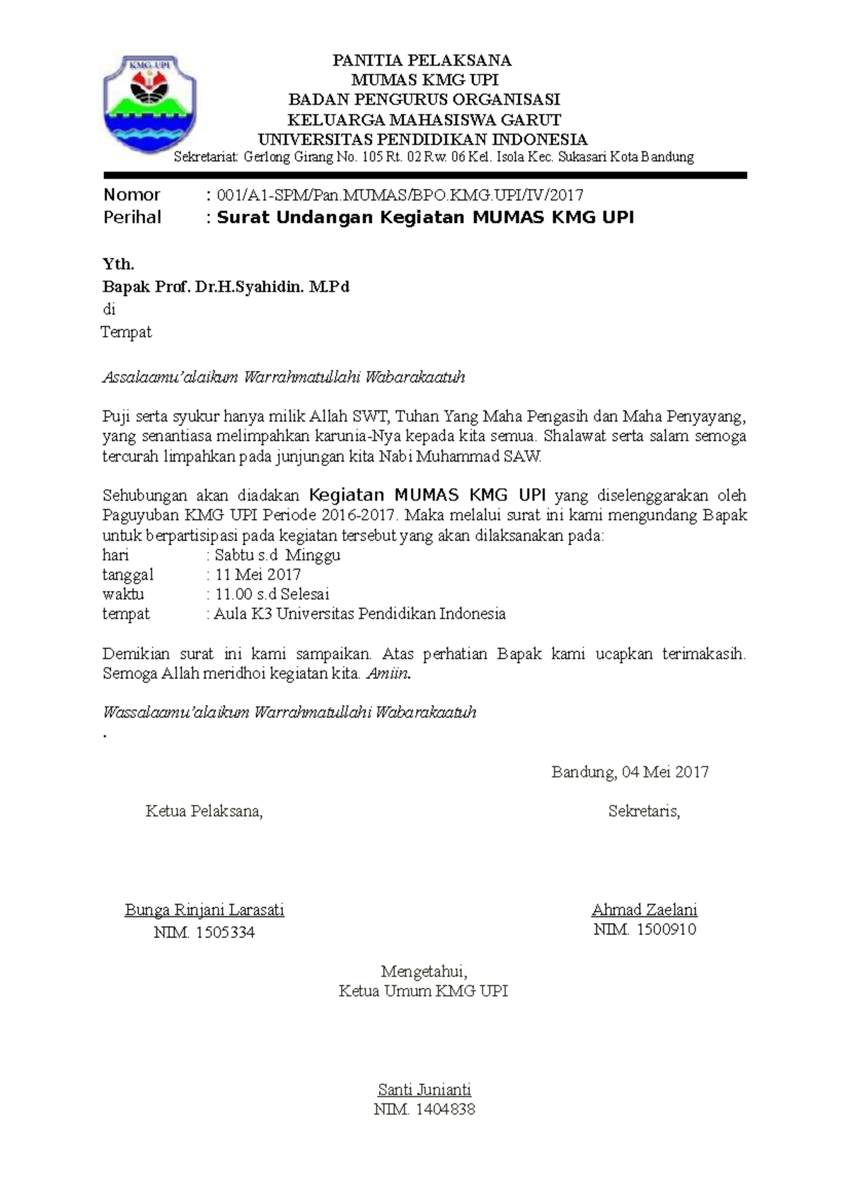 Surat Undangan PAK Iqbal DAN PAK Syahidin - MUMAS KMG UPI BADAN ...