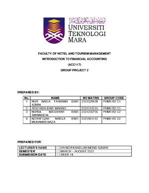 ACC116 week 14 - group assignment - GROUP ASSIGNMENT ACC 116 ...