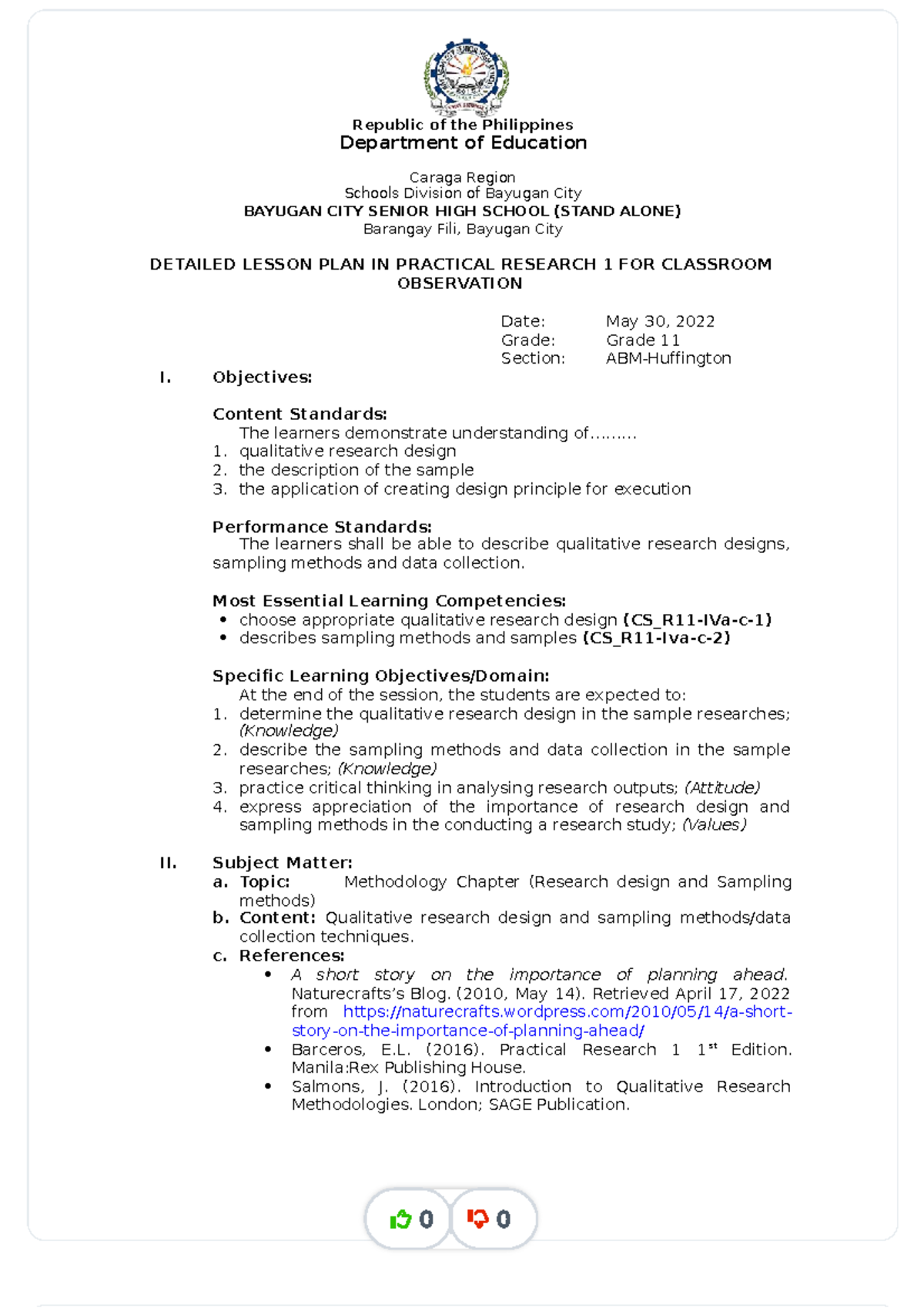 Practical-research-lesson-plan-final-copy compress - Republic of the Philippines Department of ...