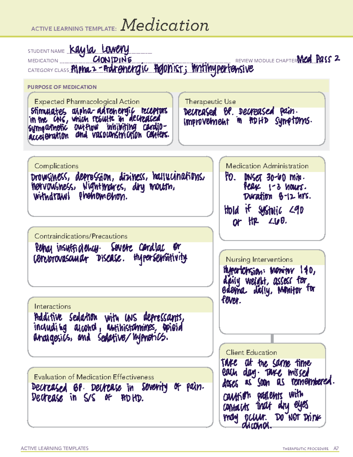 ATI Med Cards Med Pass 2 - STUDENT NAME ...