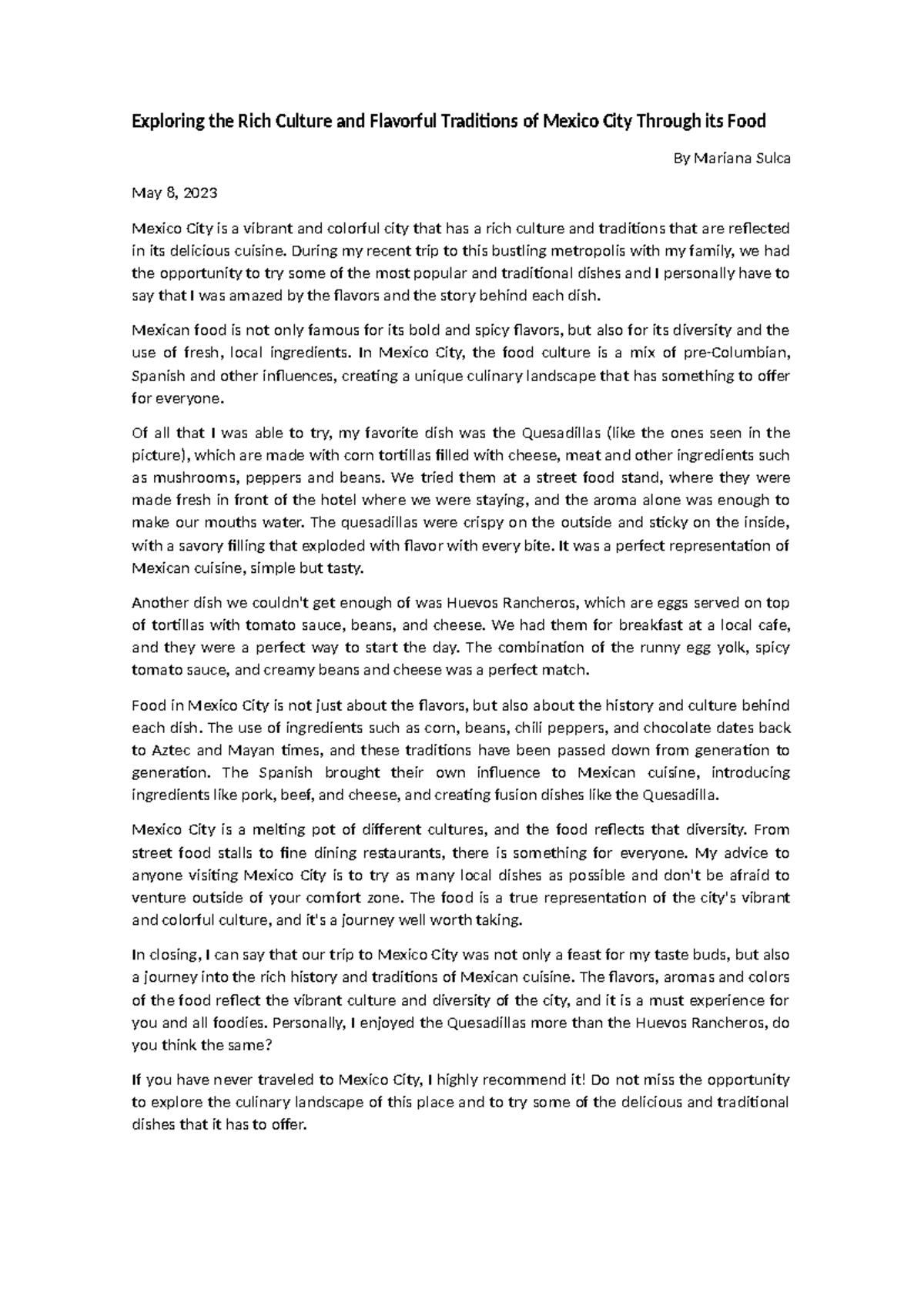 Travel Blog - Writing - Exploring the Rich Culture and Flavorful ...