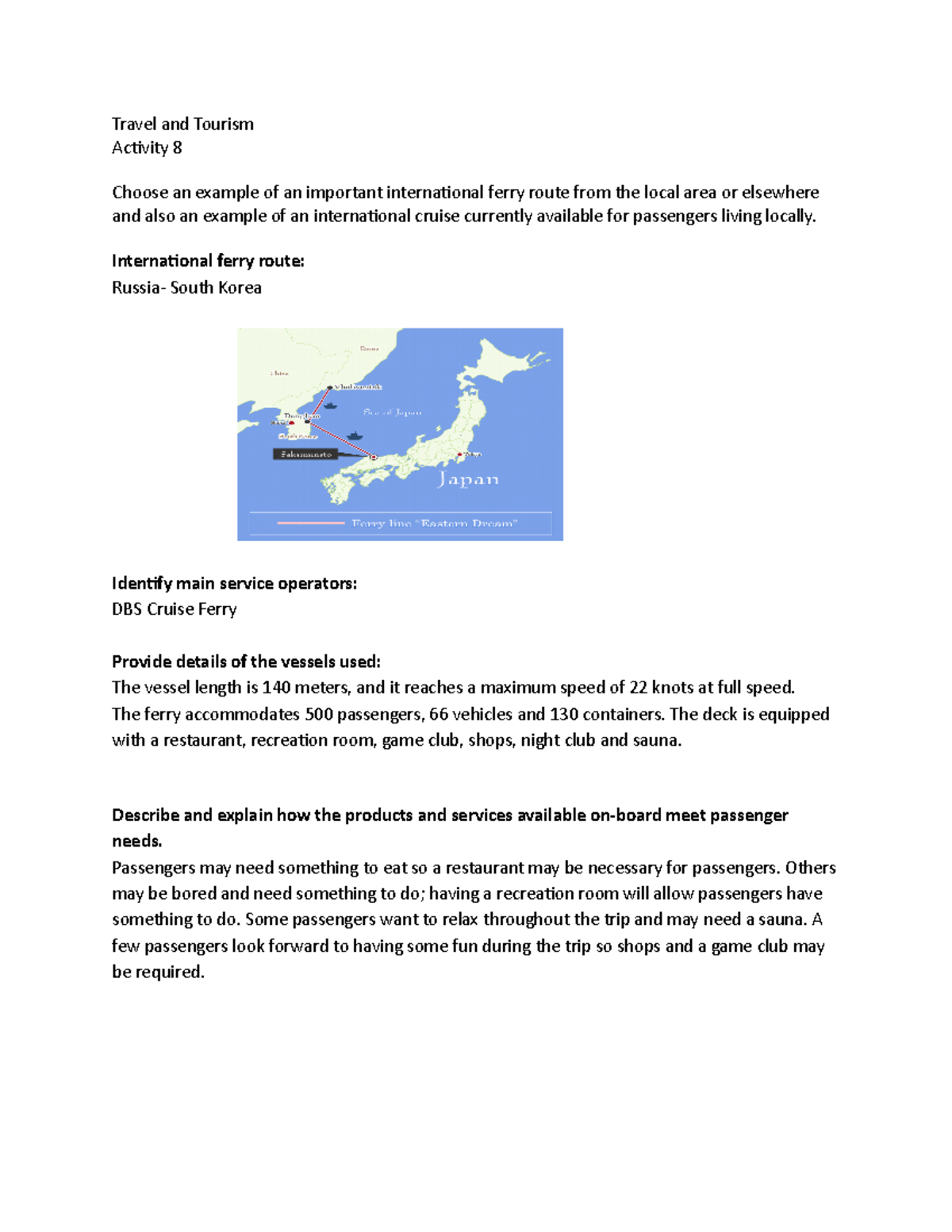 Travel and Tourism Activity 8 - Travel and Tourism Activity 8 Choose an ...