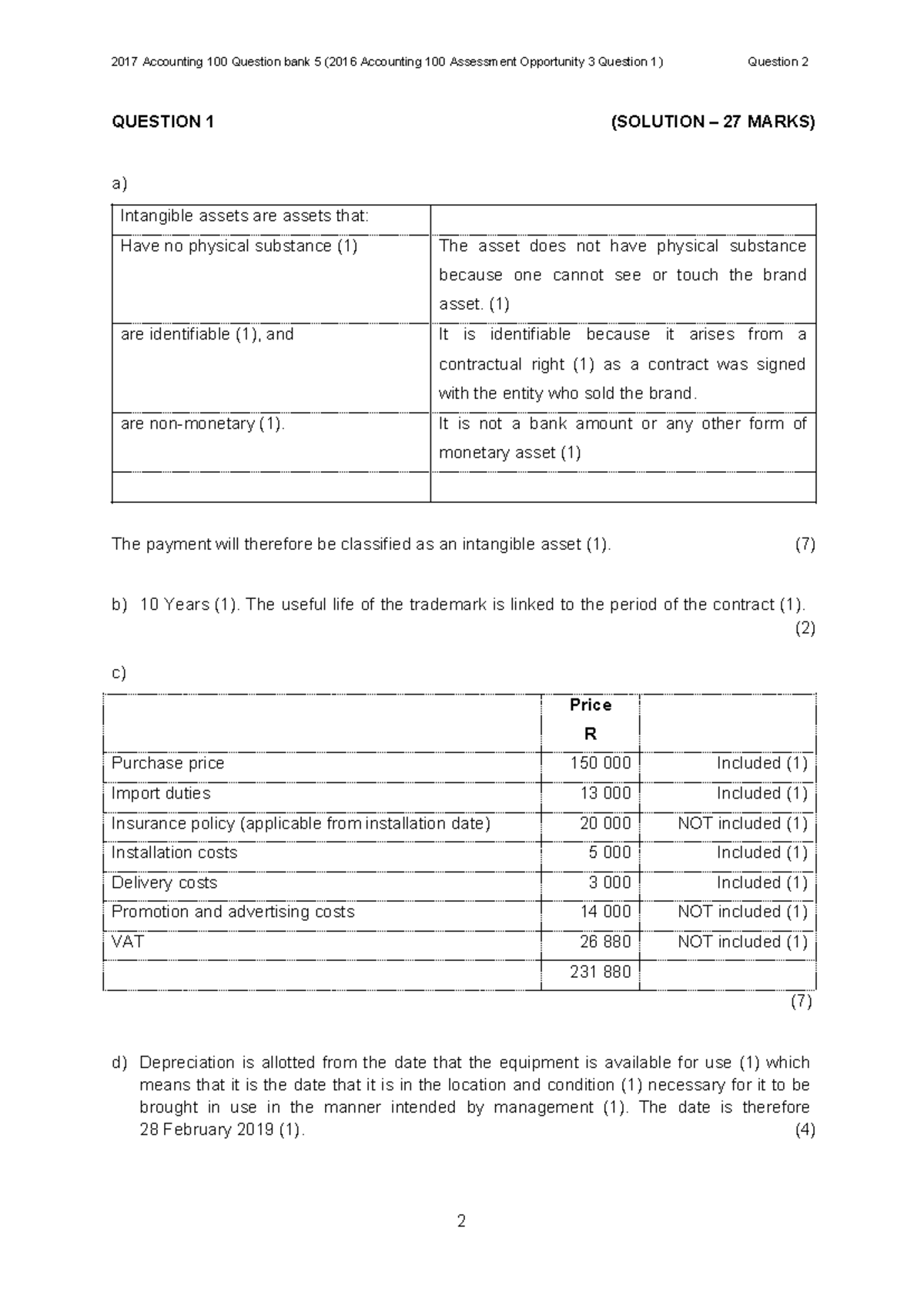 Chapter 10 QB 1 solution - 2017 Accounting 100 Question bank 5 (2016 ...