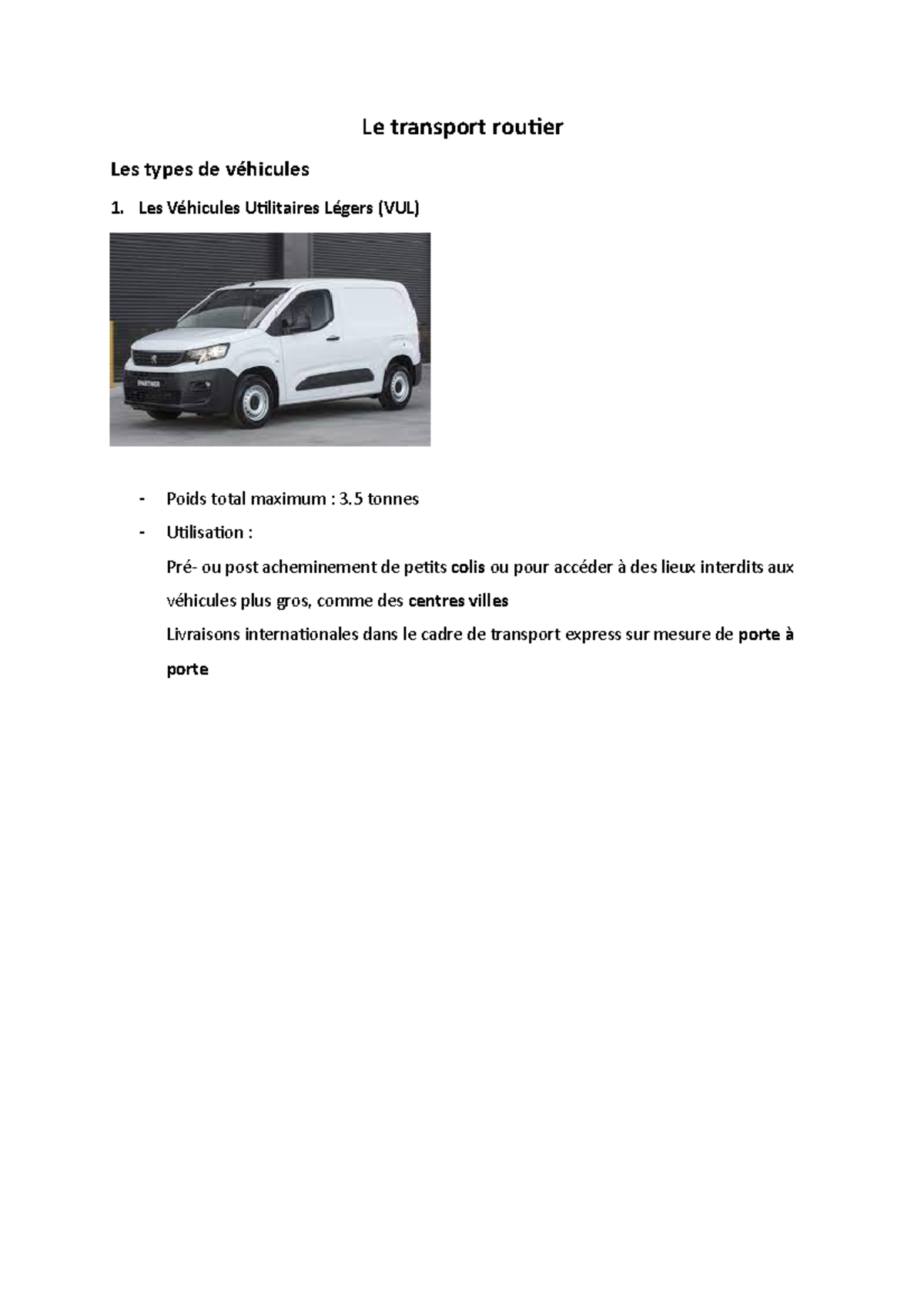 Le transport routier version étudiant - Le transport routier Les types ...