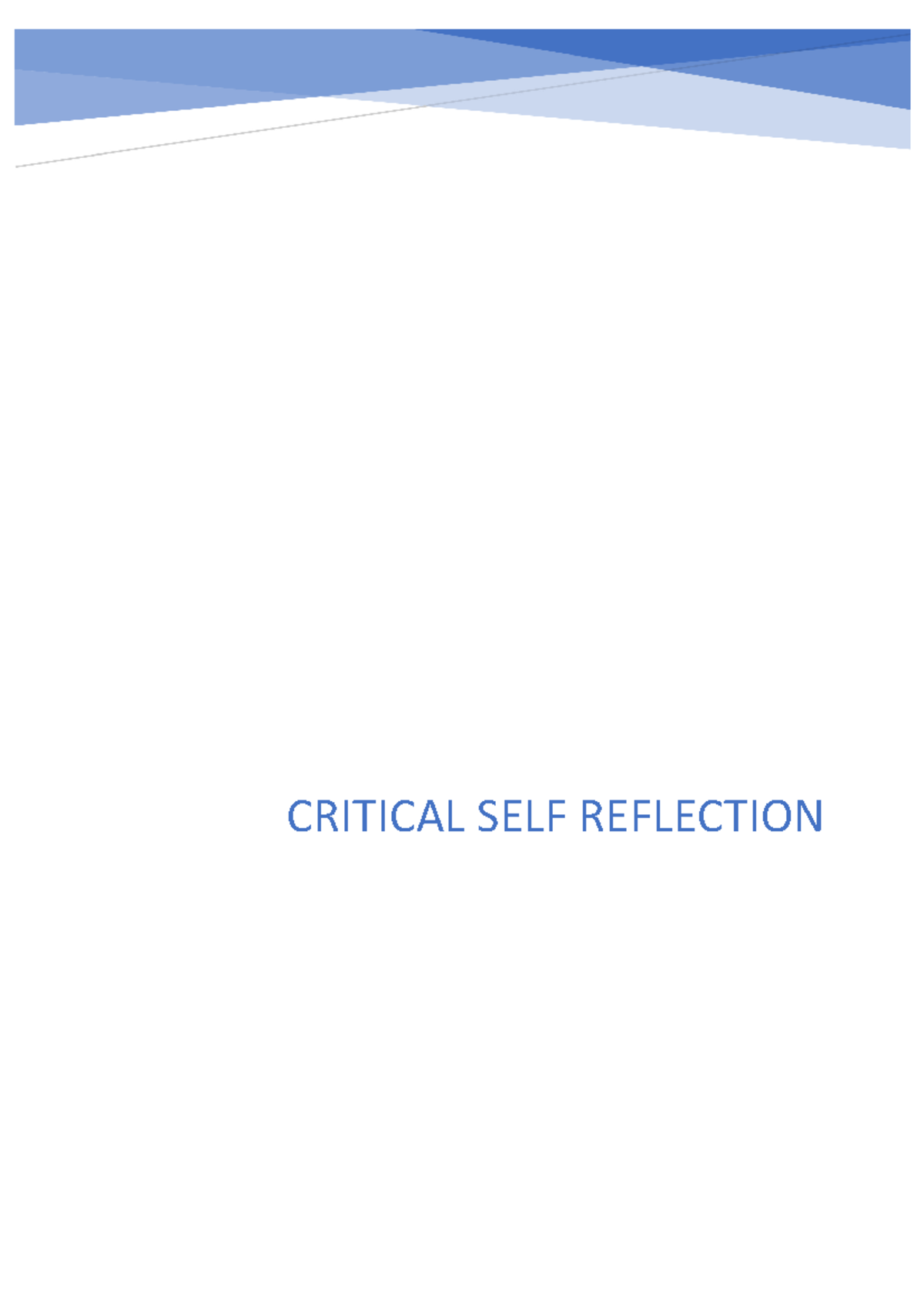 A3 BSB399 - CRITICAL SELF REFLECTION This is my individual reflection ...