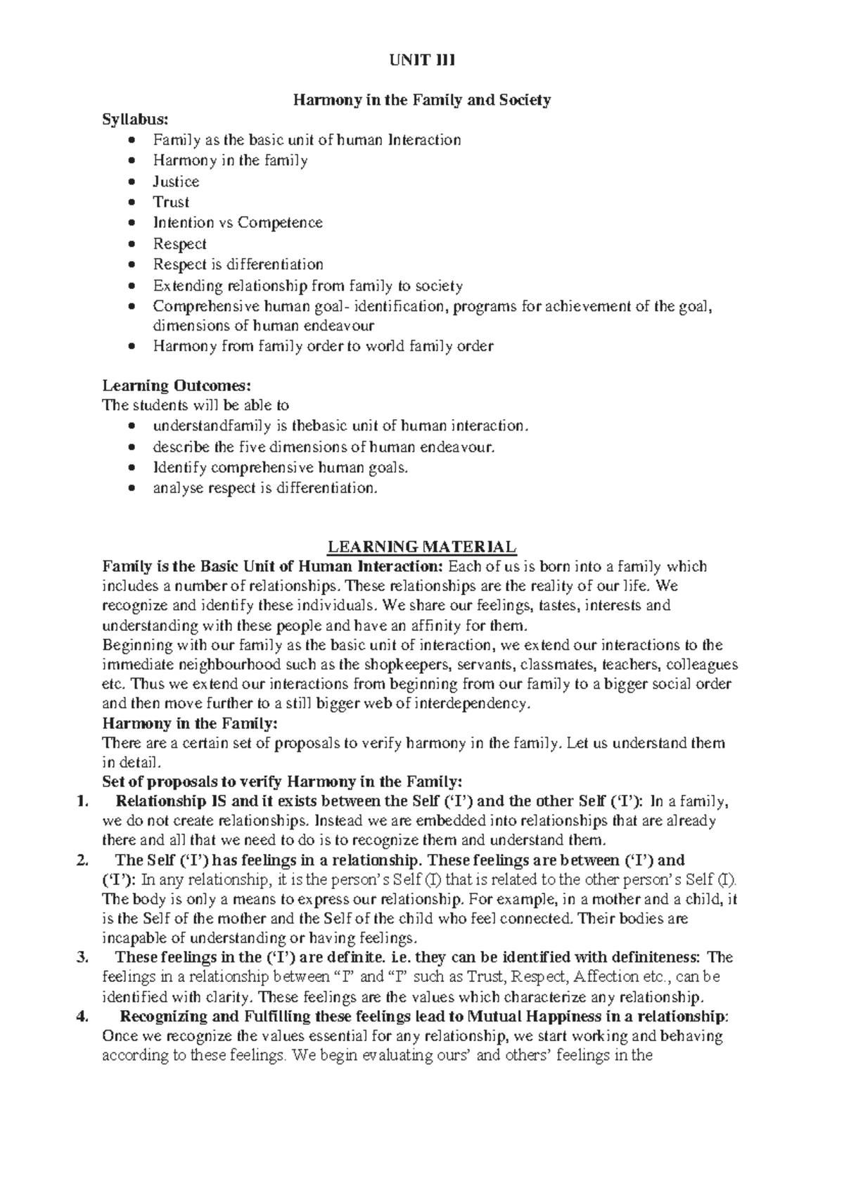 Universal Human values ALL UNITS UHV-2 - Notes-Human Values and ...