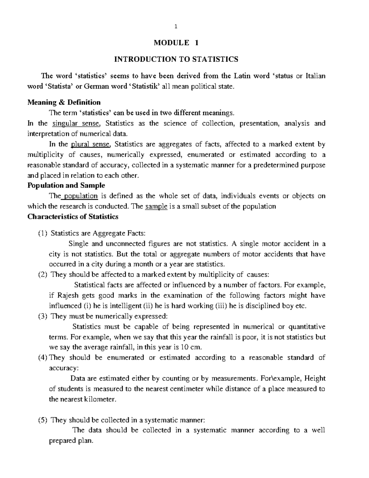 Module 1 business statistics-converted - Quantitative techniques for ...