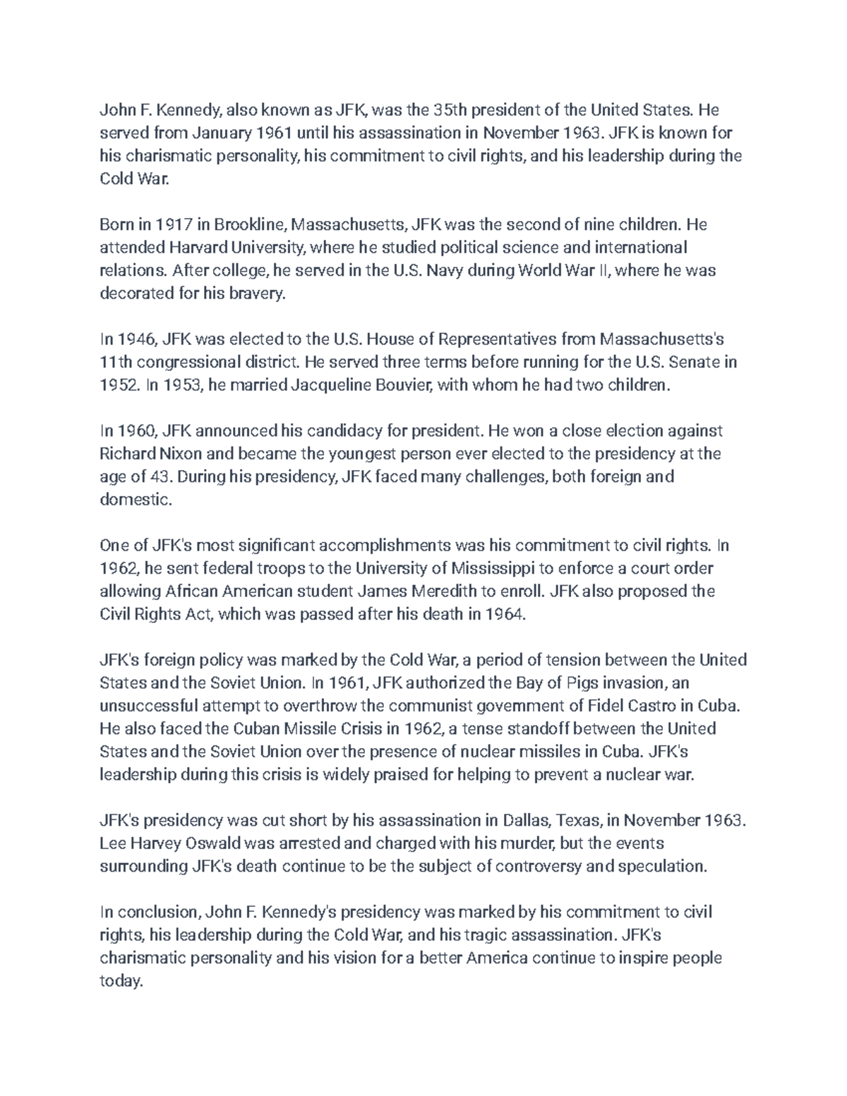 John F Kennedy's Presidency - John F. Kennedy, also known as JFK, was ...