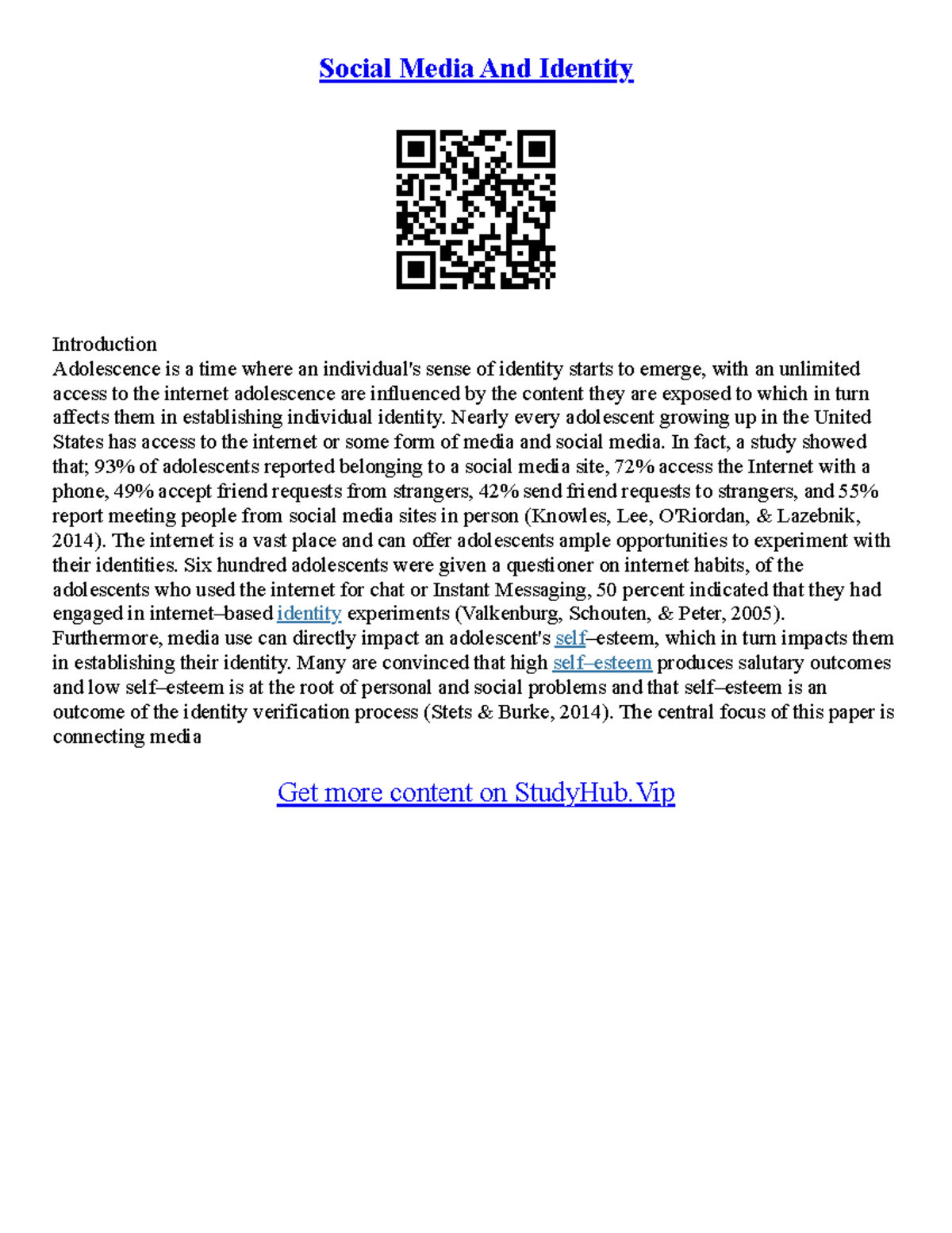 Essay On Identity - Social Media And Identity Introduction Adolescence ...